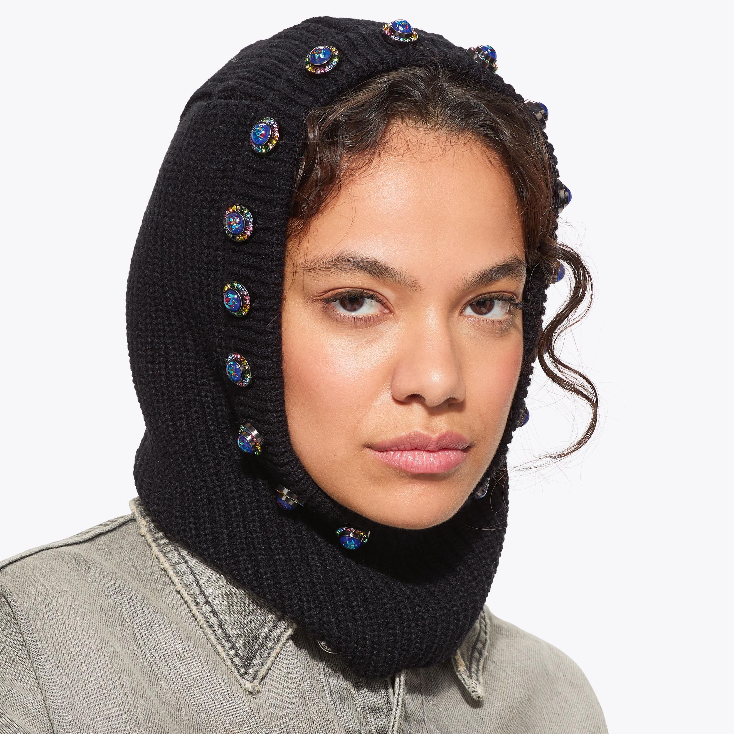 OCTAVIA BALACLAVA Black Crystal Balaclava Scarf by KURT GEIGER LONDON