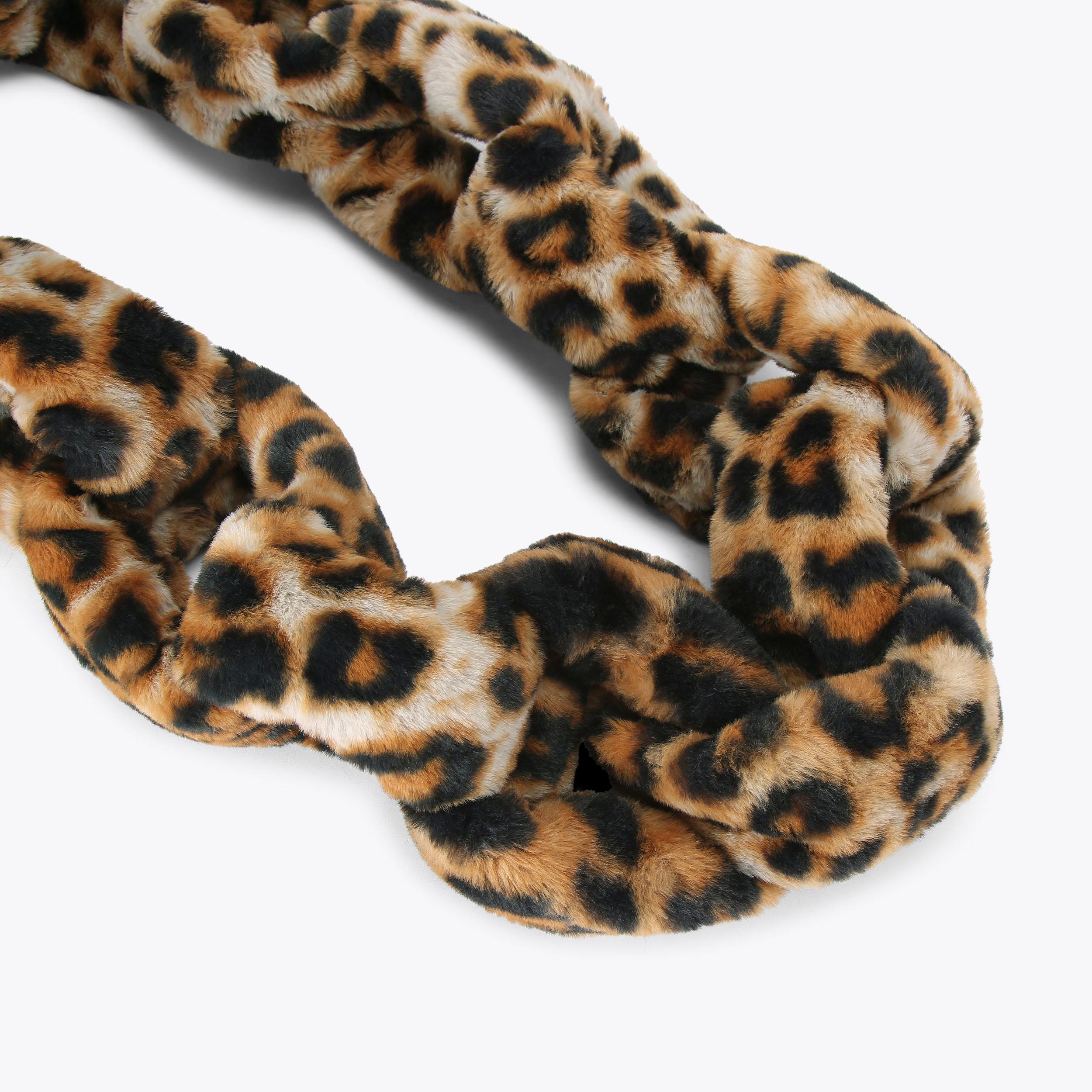 FAUX FUR CHAIN SCARF Leopard Print Chain Scarf by KURT GEIGER LONDON