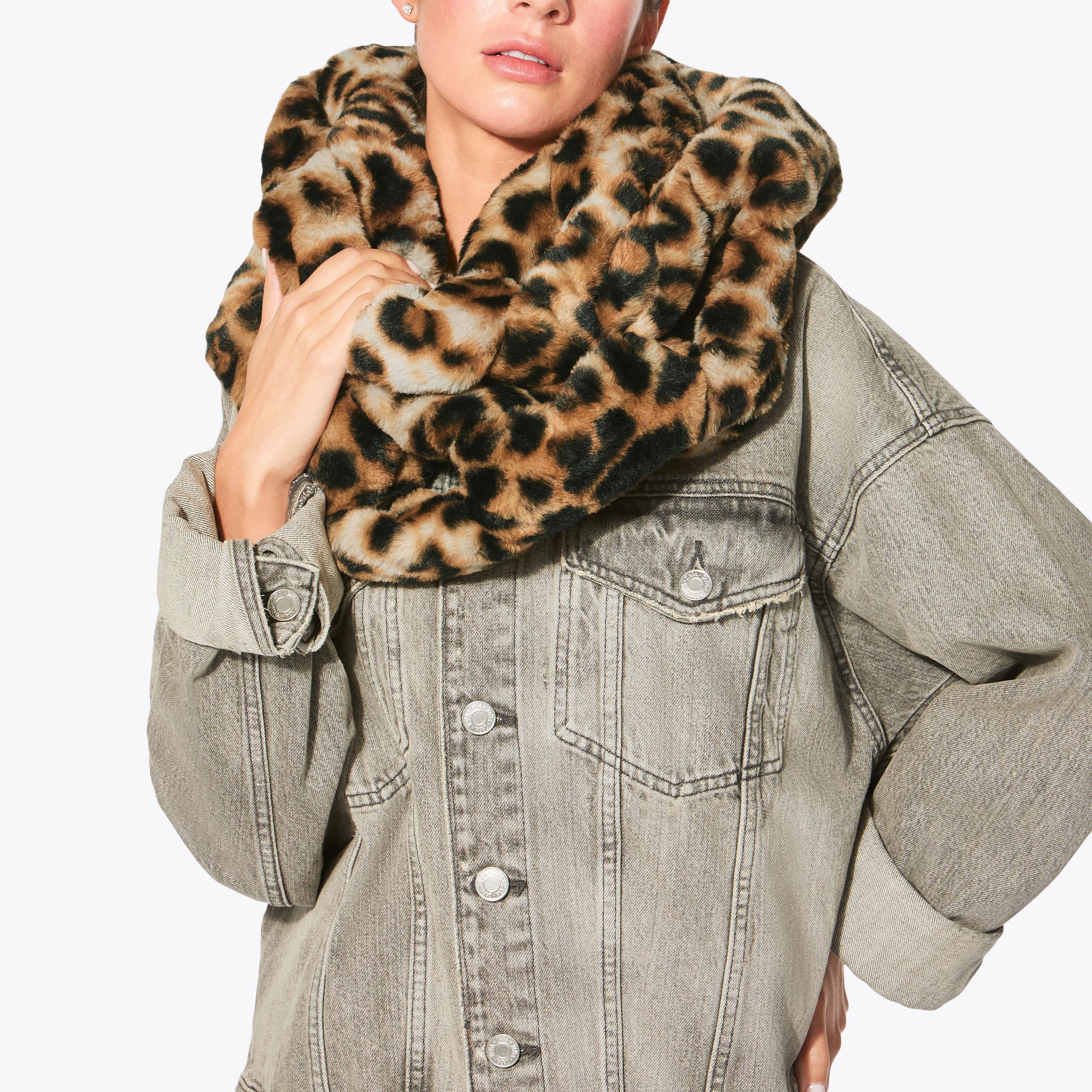 FAUX FUR CHAIN SCARF Leopard Print Chain Scarf by KURT GEIGER LONDON