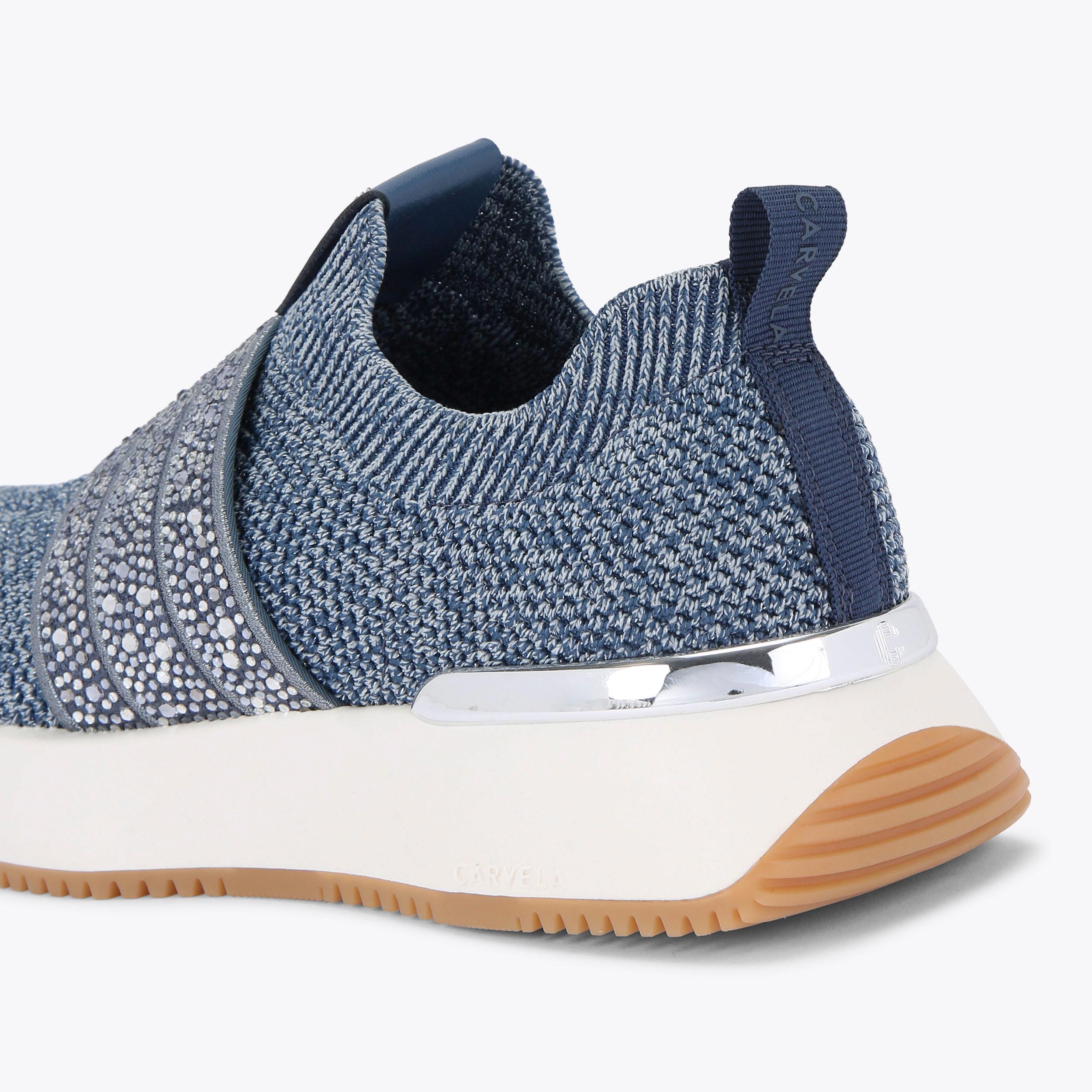 FLARE SPARKLE Denim Blue Slip On Trainer by CARVELA