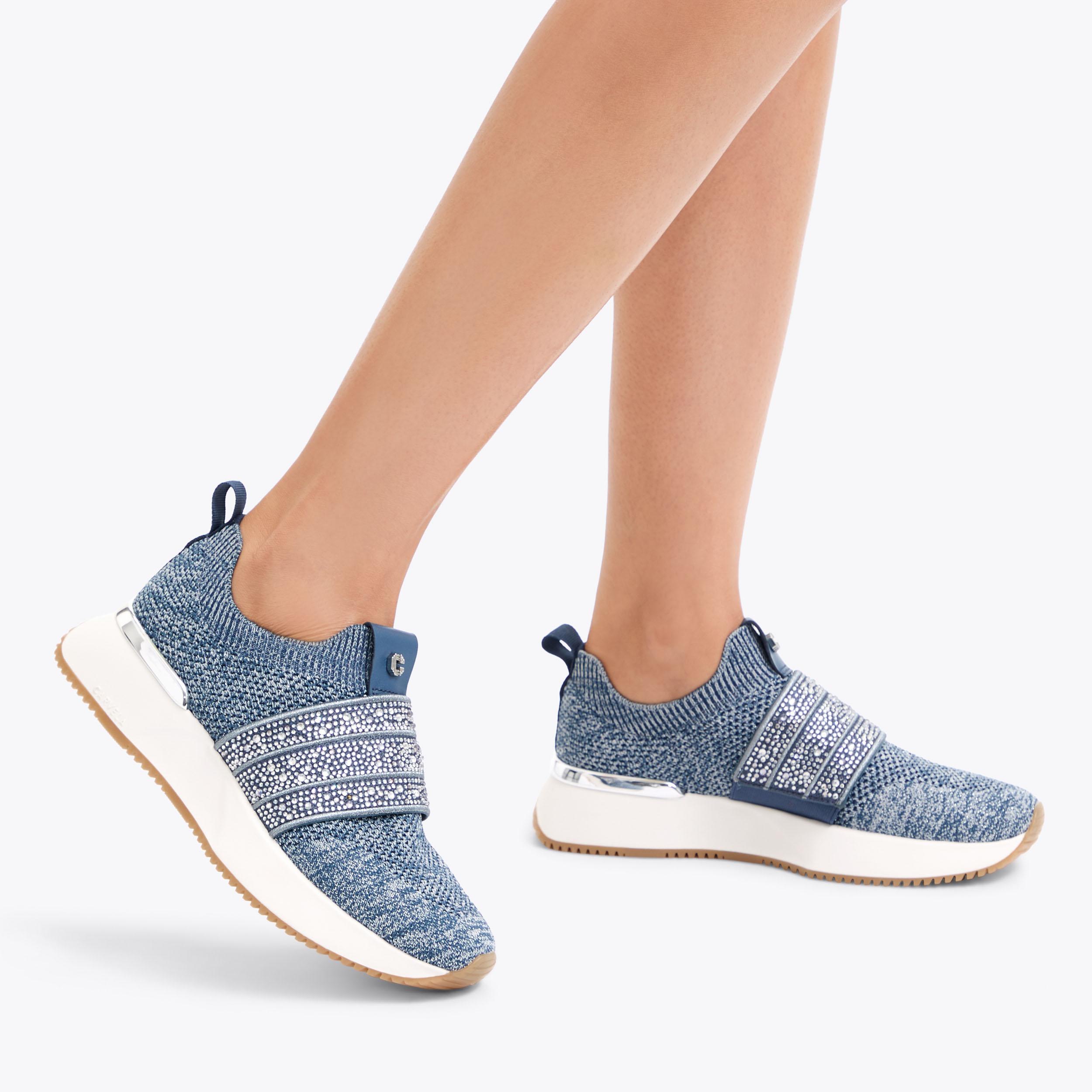FLARE SPARKLE Denim Blue Slip On Trainer by CARVELA