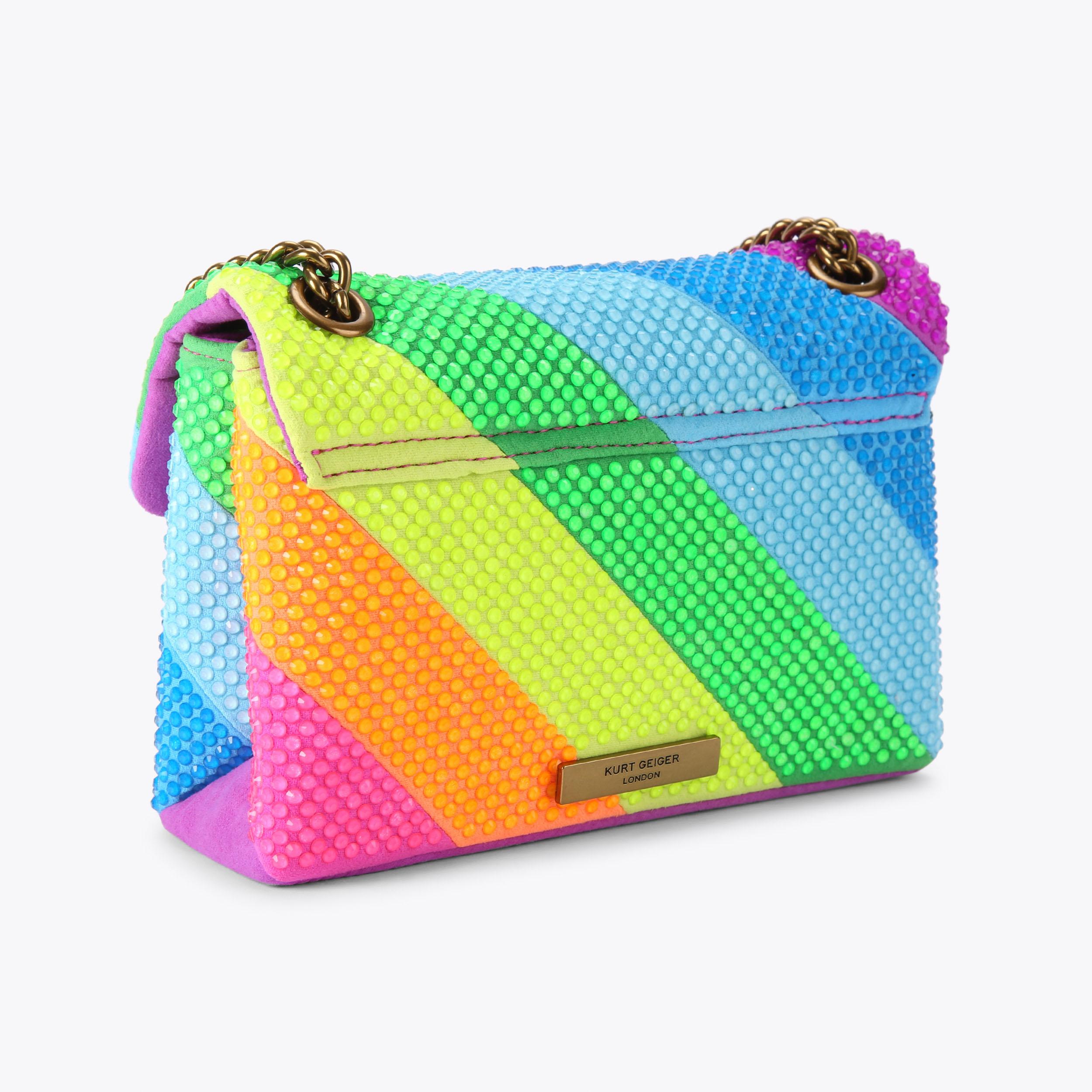 FABRIC MINI KENSINGTON L Neon Crystal Stripe Cross Body Bag by KURT ...