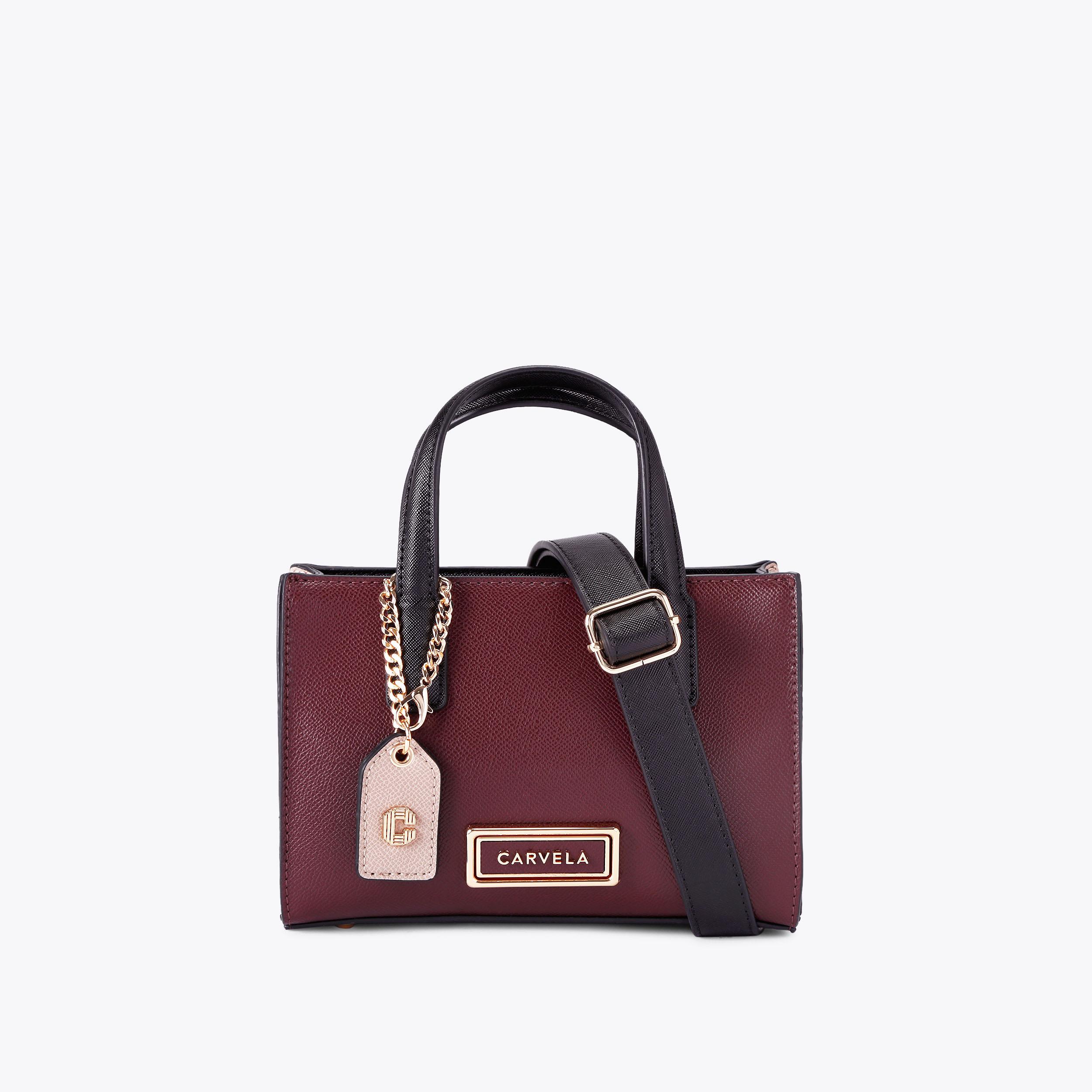 ROMA CROSSBODY Maroon Grained Tote Bag by CARVELA