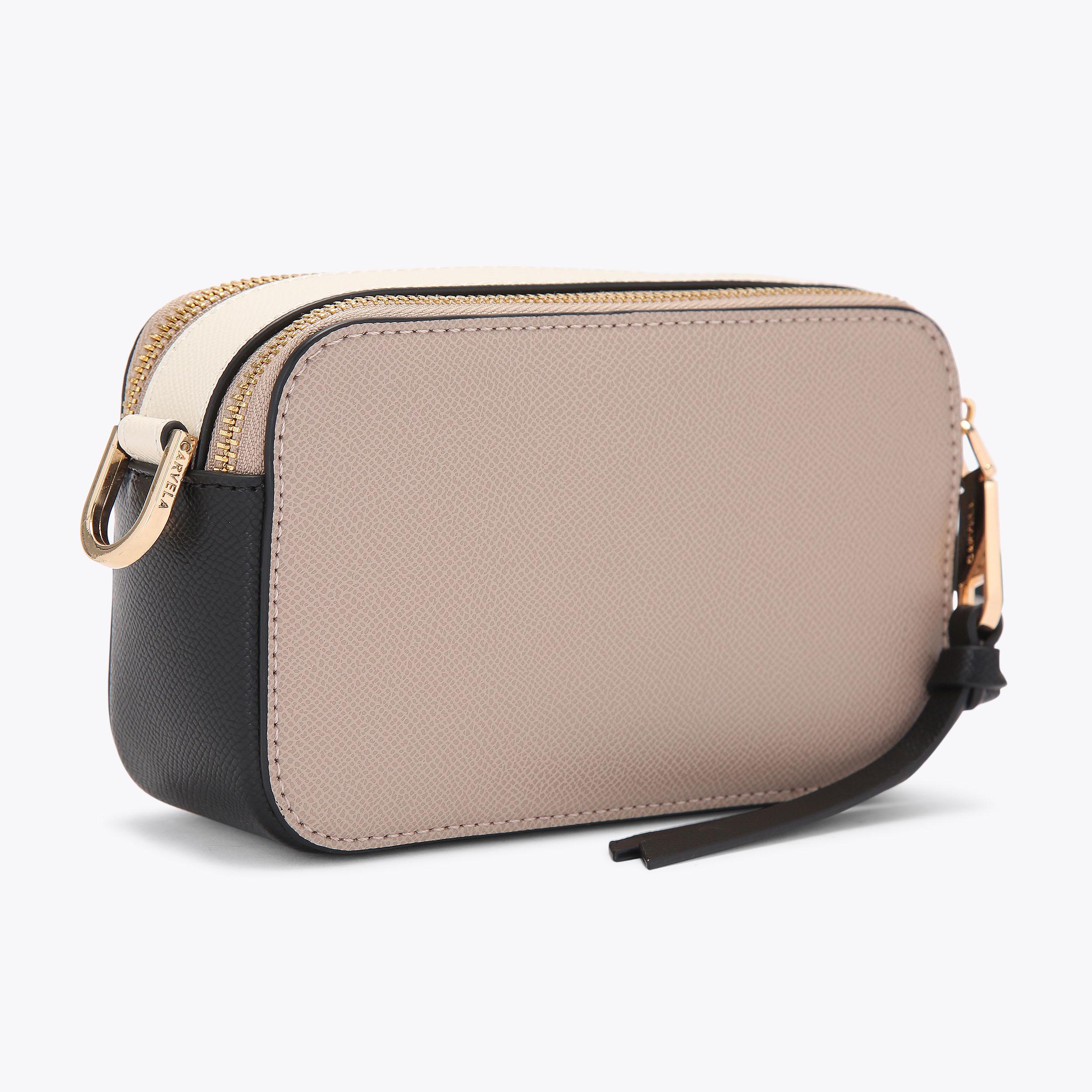 MINI ROMA RECTANGLE Taupe Camera Bag by CARVELA