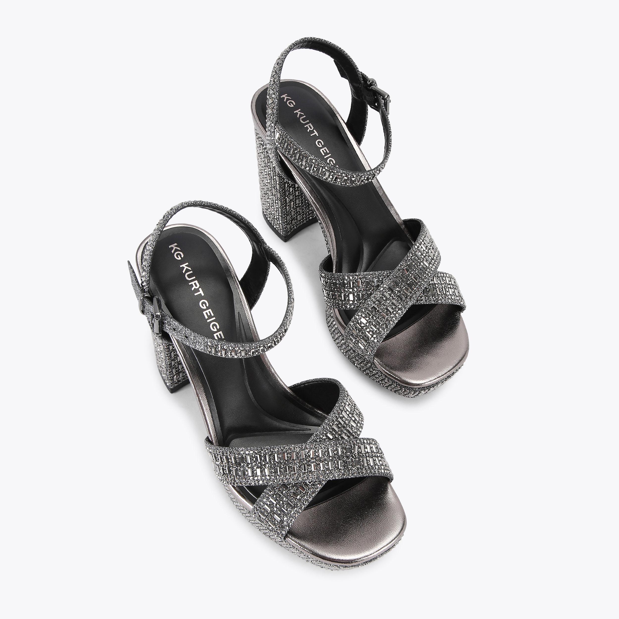 FLEUR PLATFORM Gunmetal Metallic Platform Heel by KG KURT GEIGER