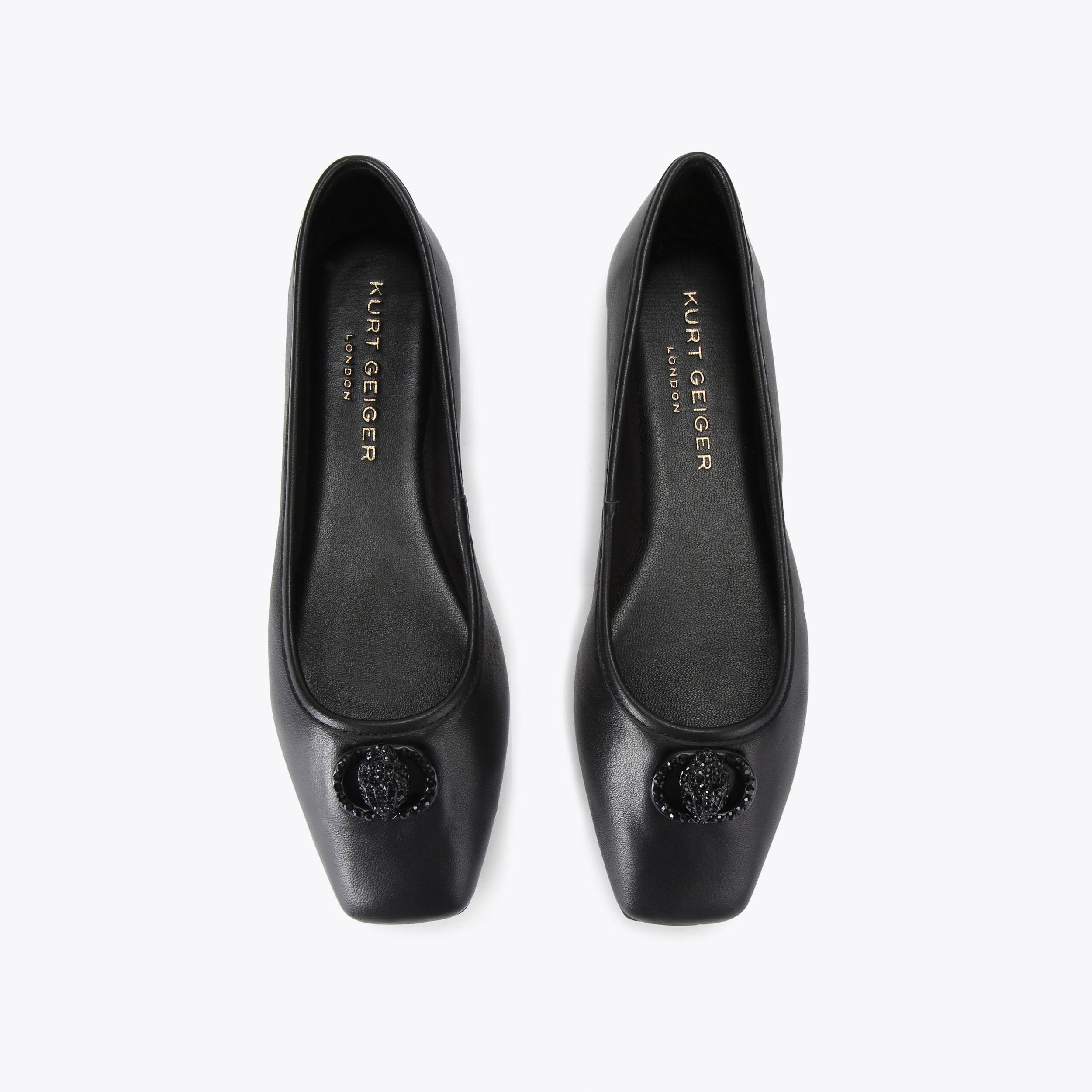 CHELSEA SQUARE TOE BALLET Black Ballet Flat by KURT GEIGER LONDON
