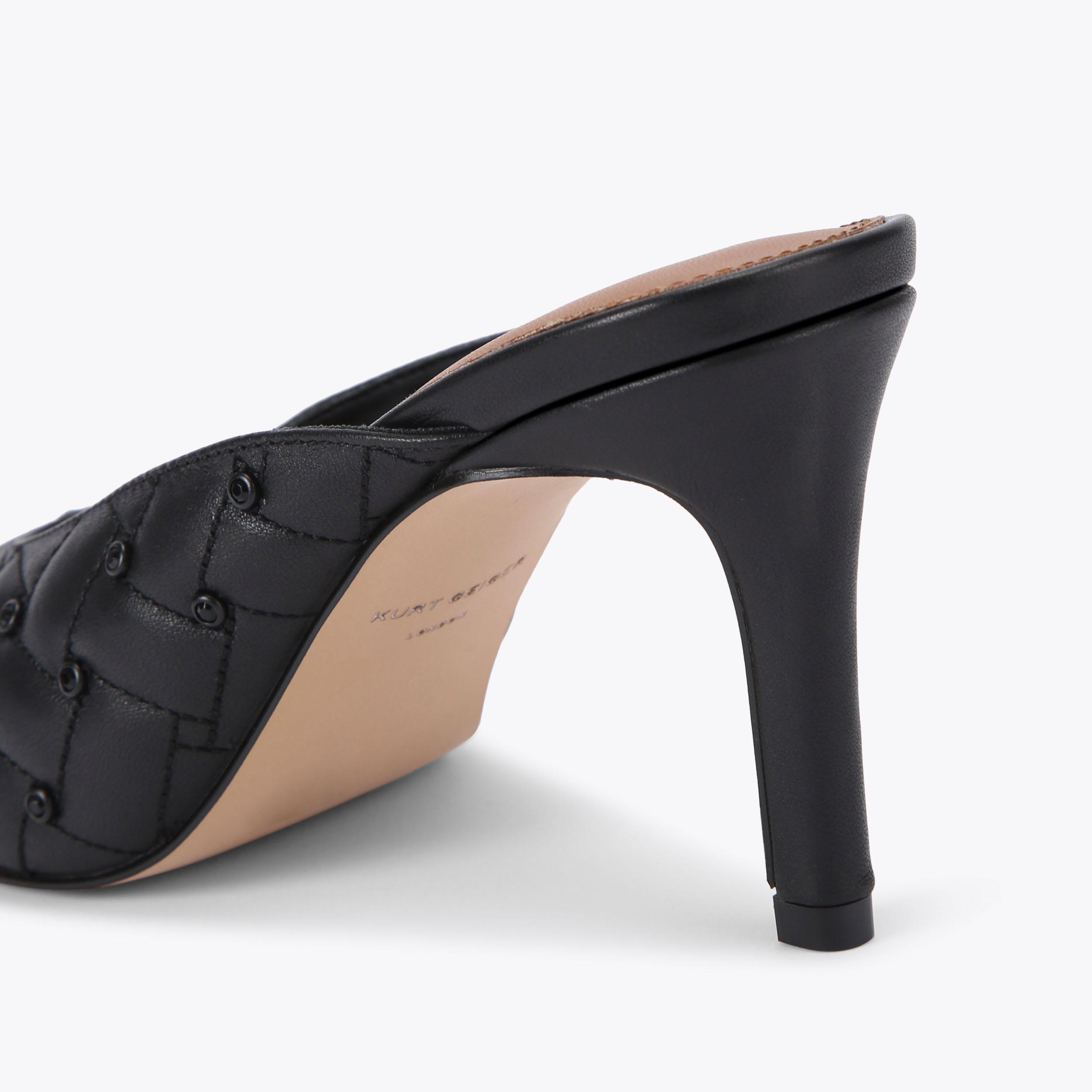 REGENT CRYSTAL POINT MULE Black Leather Mule Heel by KURT GEIGER LONDON