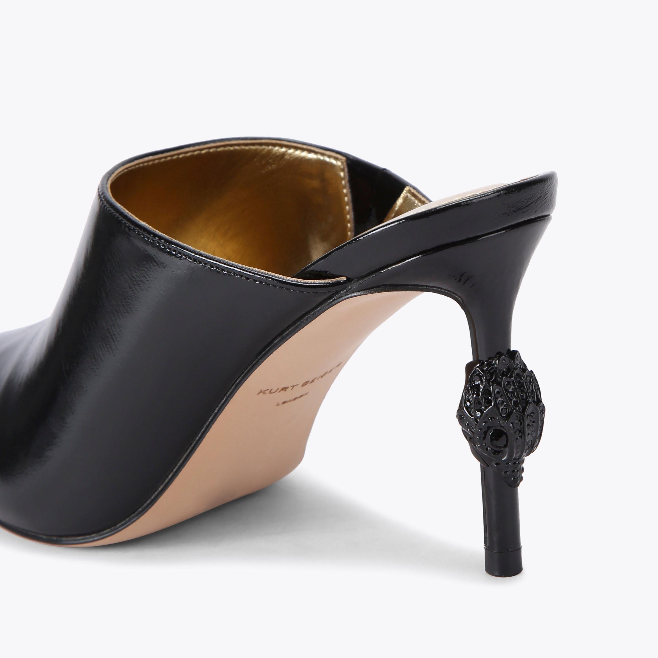 EAGLE HIGH HEEL SQ MULE Black Leather Mule High Heel by KURT GEIGER LONDON