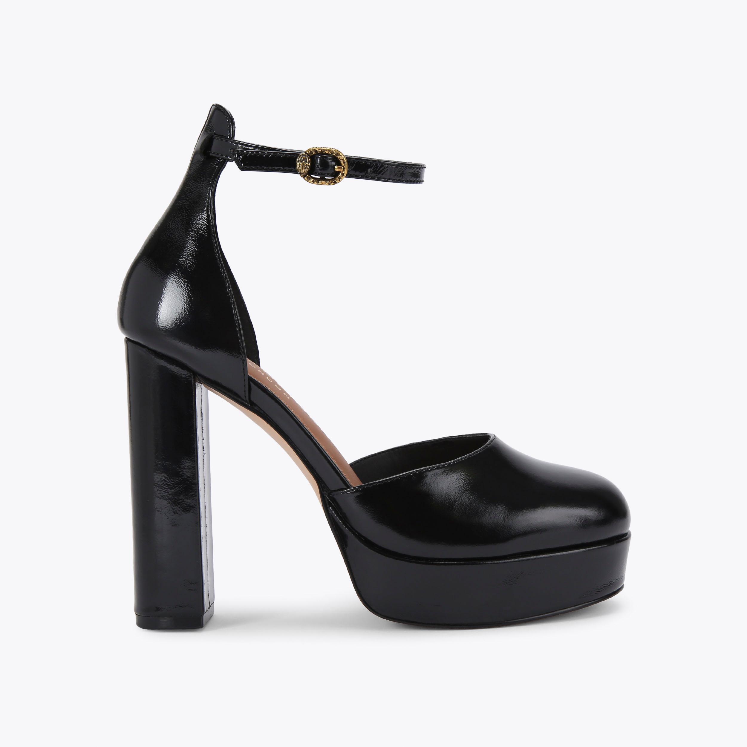 SHOREDITCH PLATFORM COURT Black Platform Leather Heel by KURT GEIGER LONDON