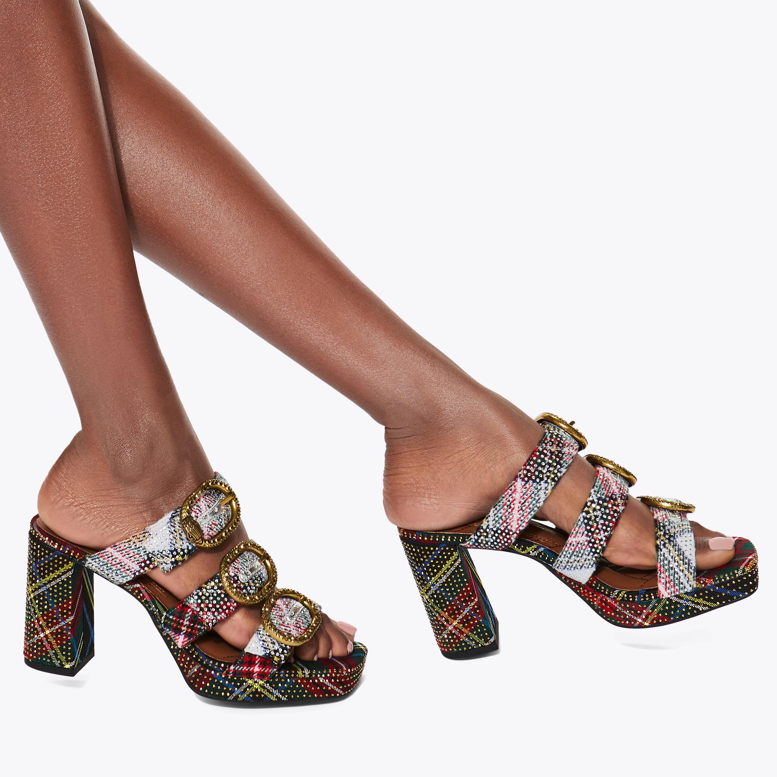 MAYFAIR PLATFORM MULE Tweed Platform Heel by KURT GEIGER LONDON