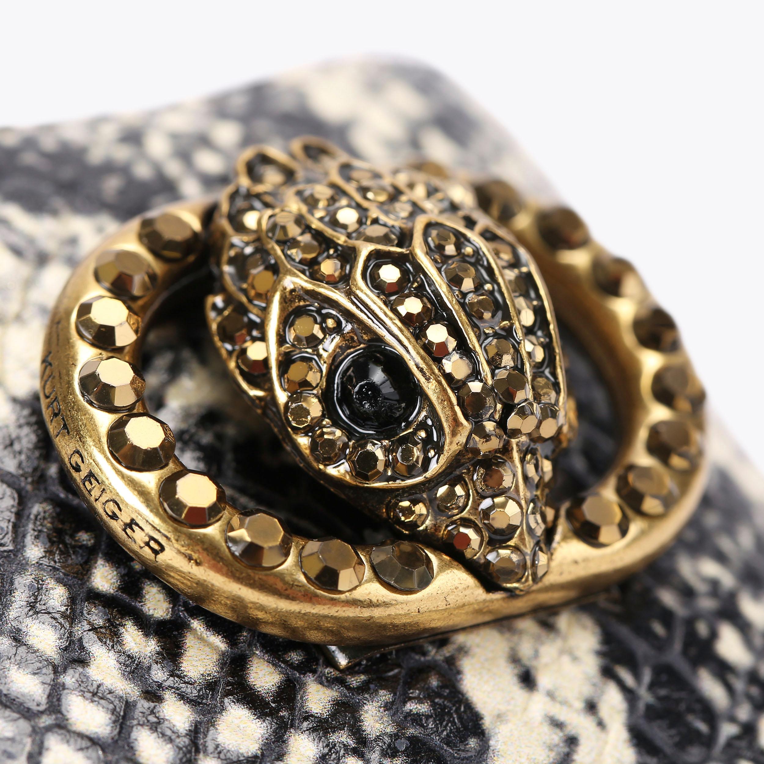 CHELSEA SQ T-BAR Snake Printed T-Bar Sandals by KURT GEIGER LONDON