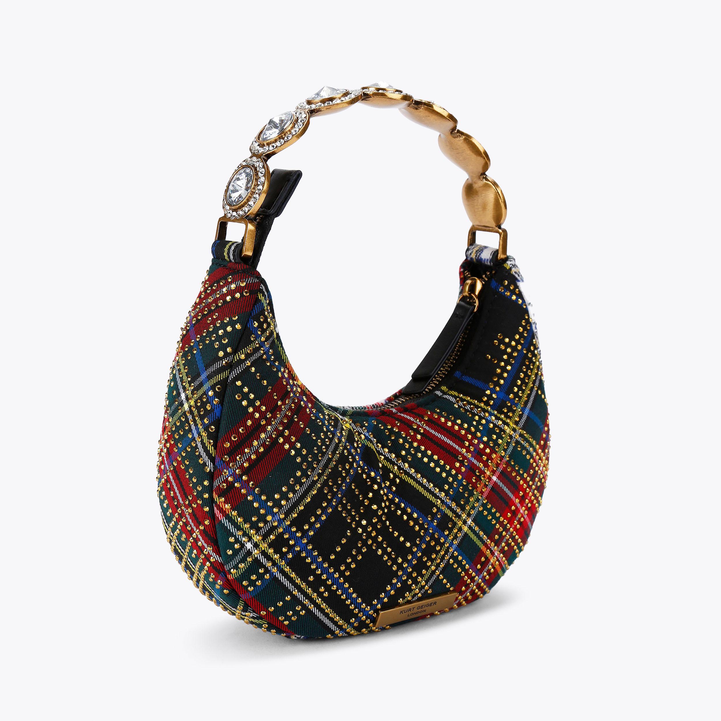 FABRIC SM OCTAVIA MOONBAG Two Tone Tartan Clutch Purse by KURT GEIGER ...