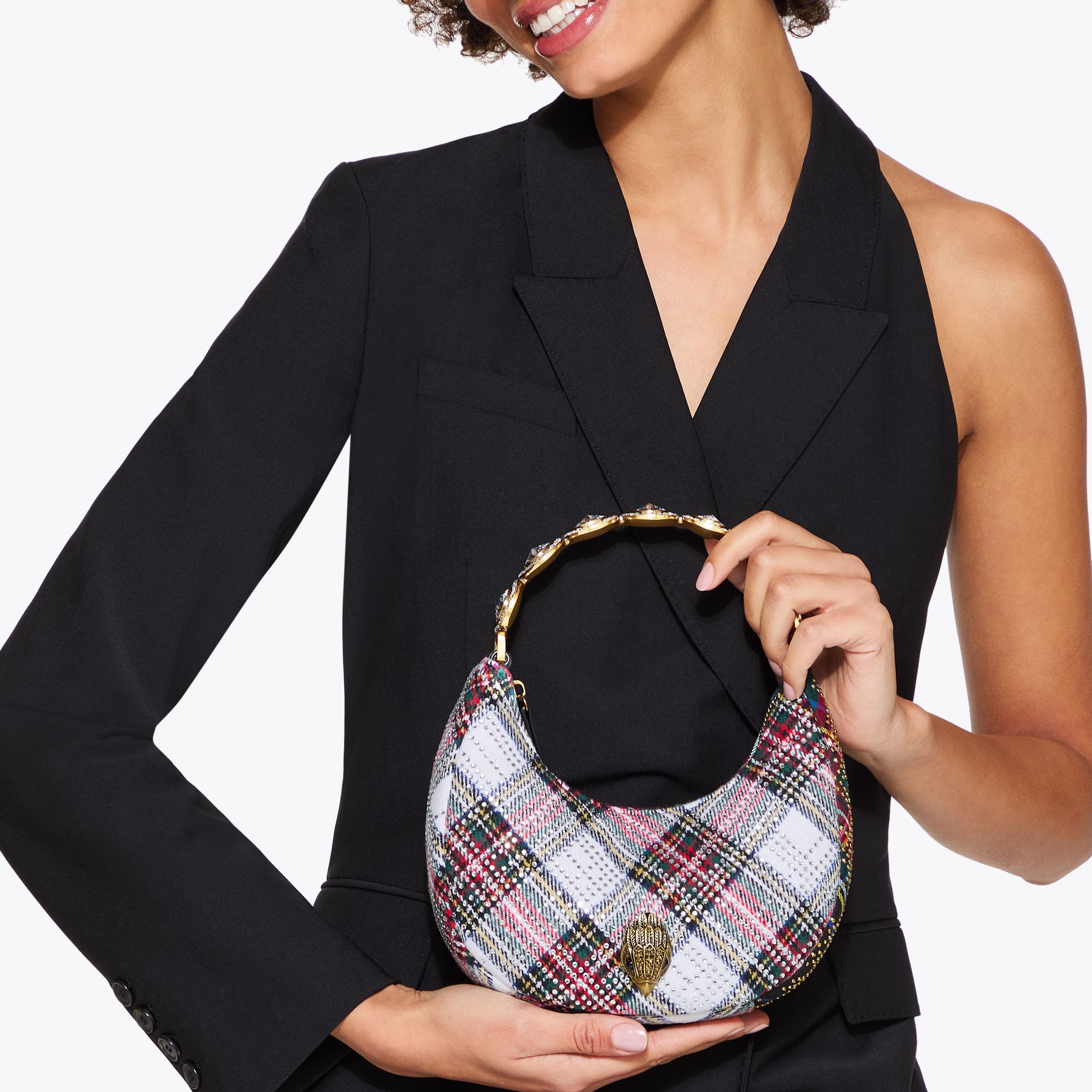 FABRIC SM OCTAVIA MOONBAG Two Tone Tartan Clutch Purse by KURT GEIGER ...