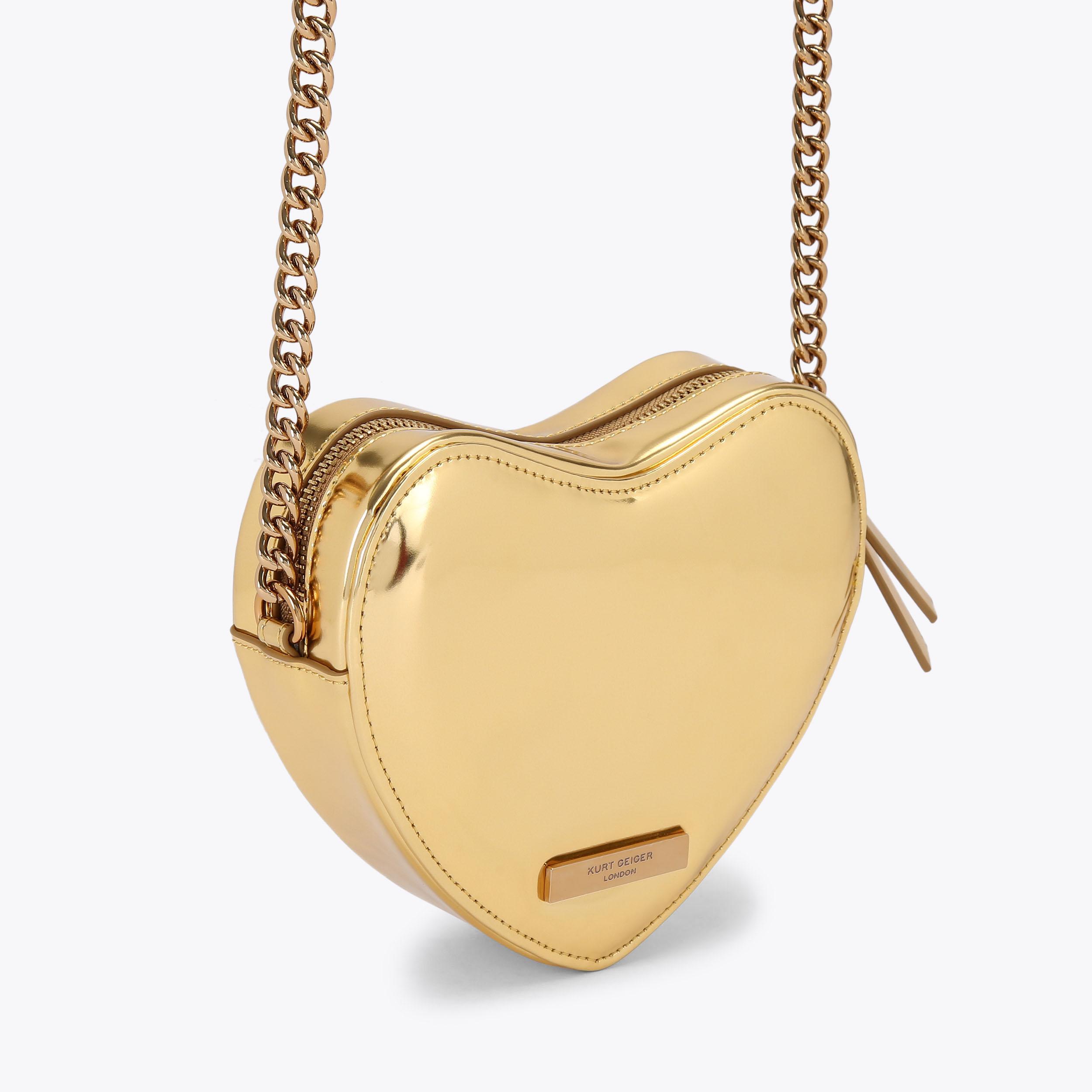 KENSINGTON HEART X BODY Gold Heart Cross Body Purse by KURT GEIGER LONDON