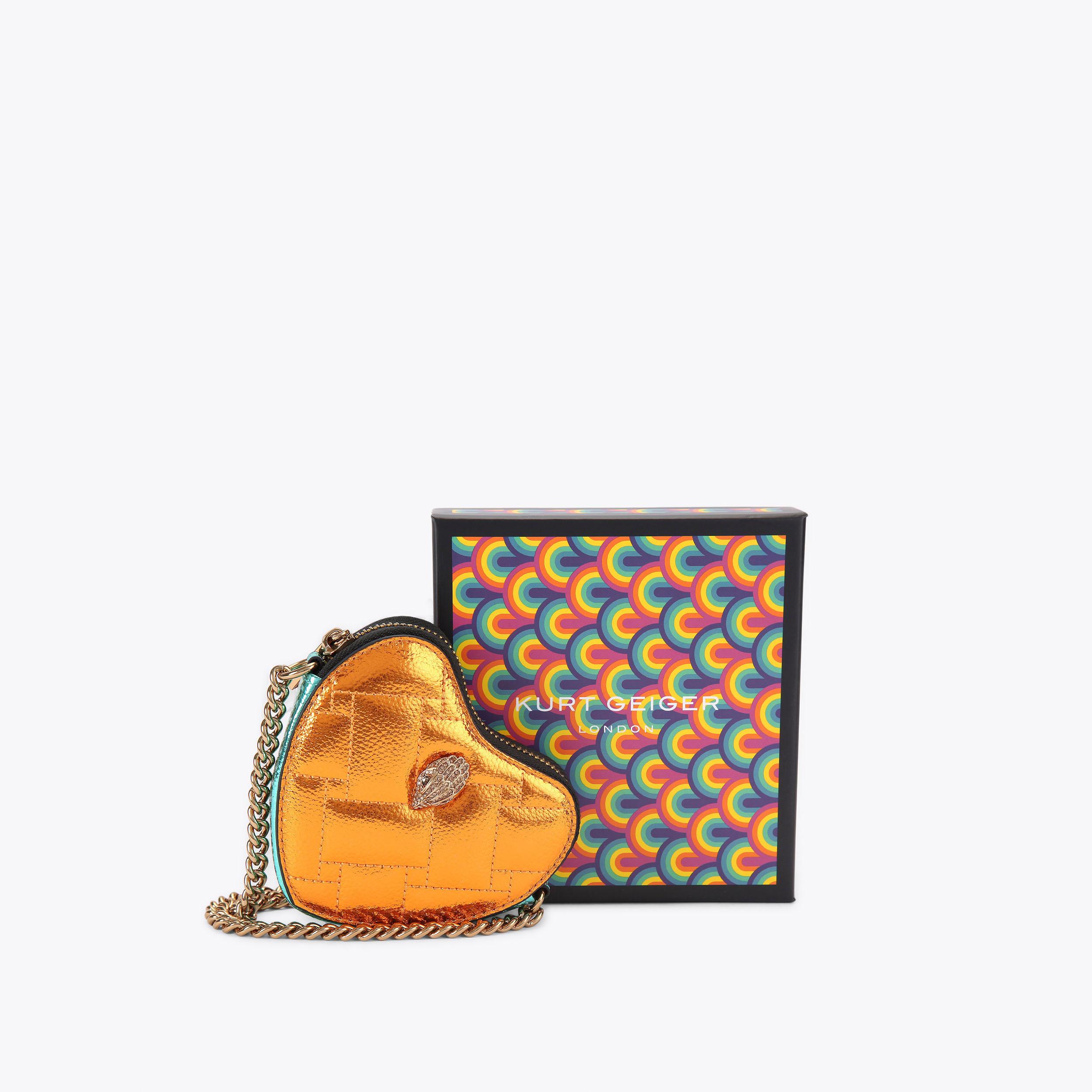 MICRO HEART CROSS BODY Metallic Quilted Micro Heart Cross Body by KURT ...
