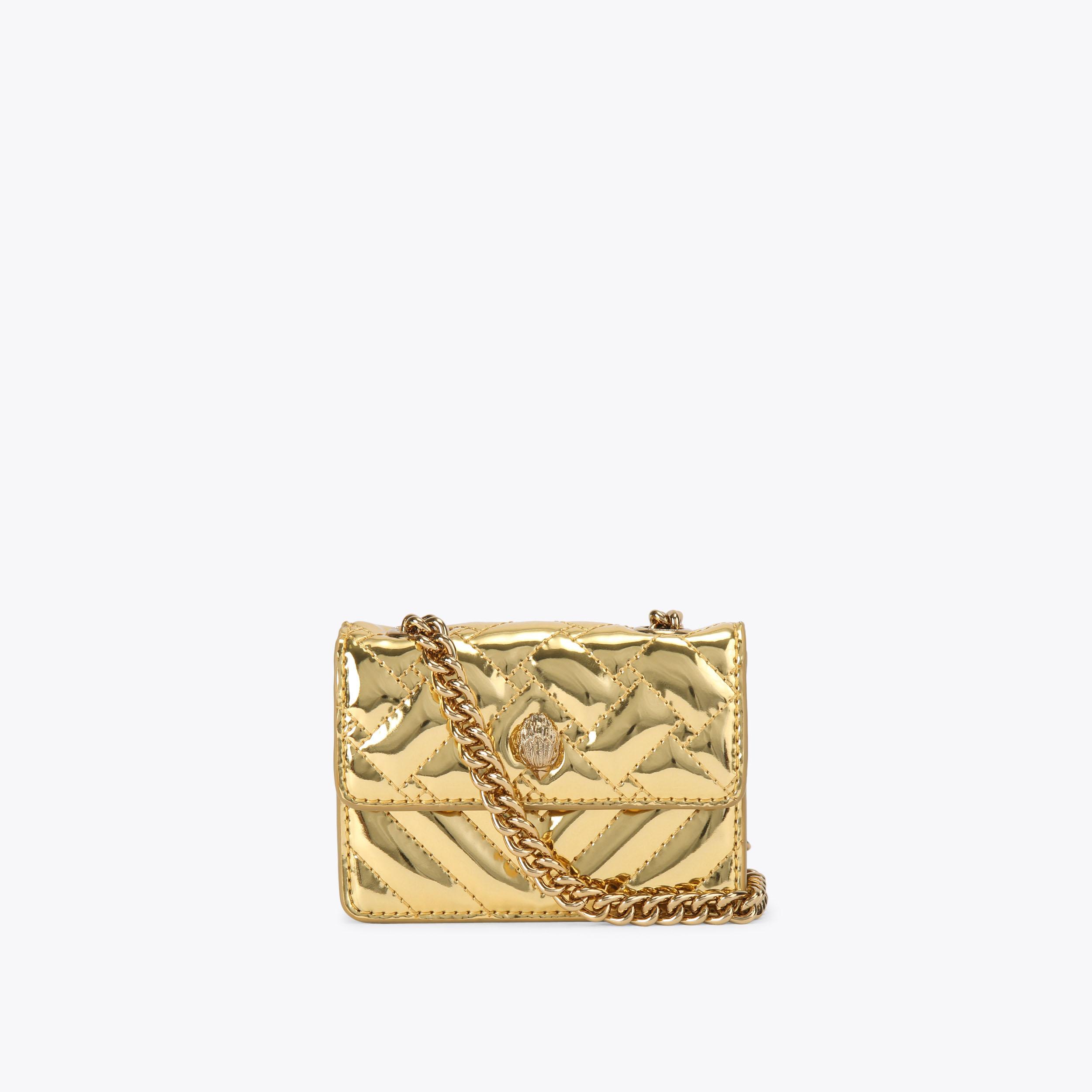MICRO KENSINGTON Gold Metallic Cross Body Purse by KURT GEIGER LONDON
