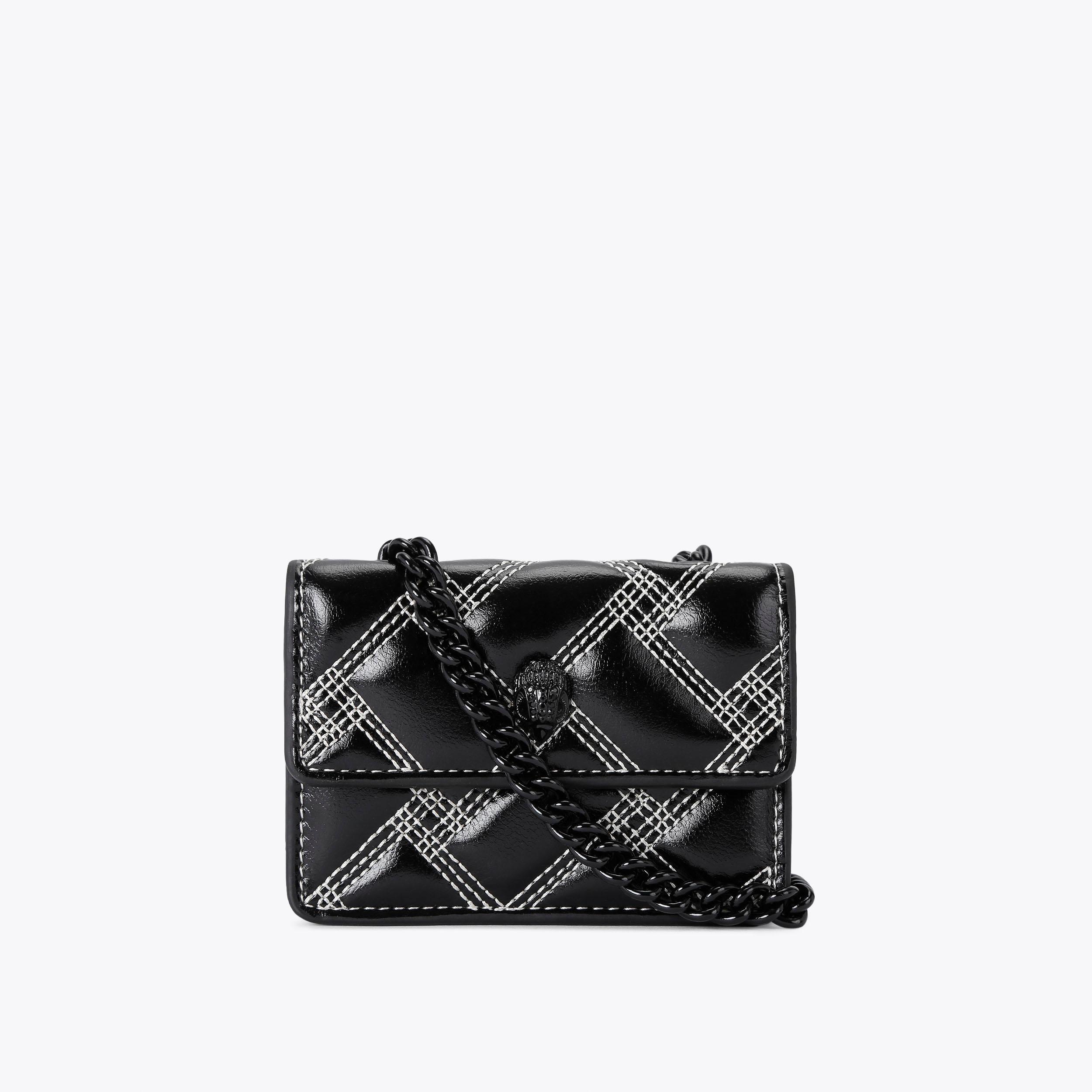 MICRO KENSINGTON D Black White Stitch Micro Purse by KURT GEIGER LONDON