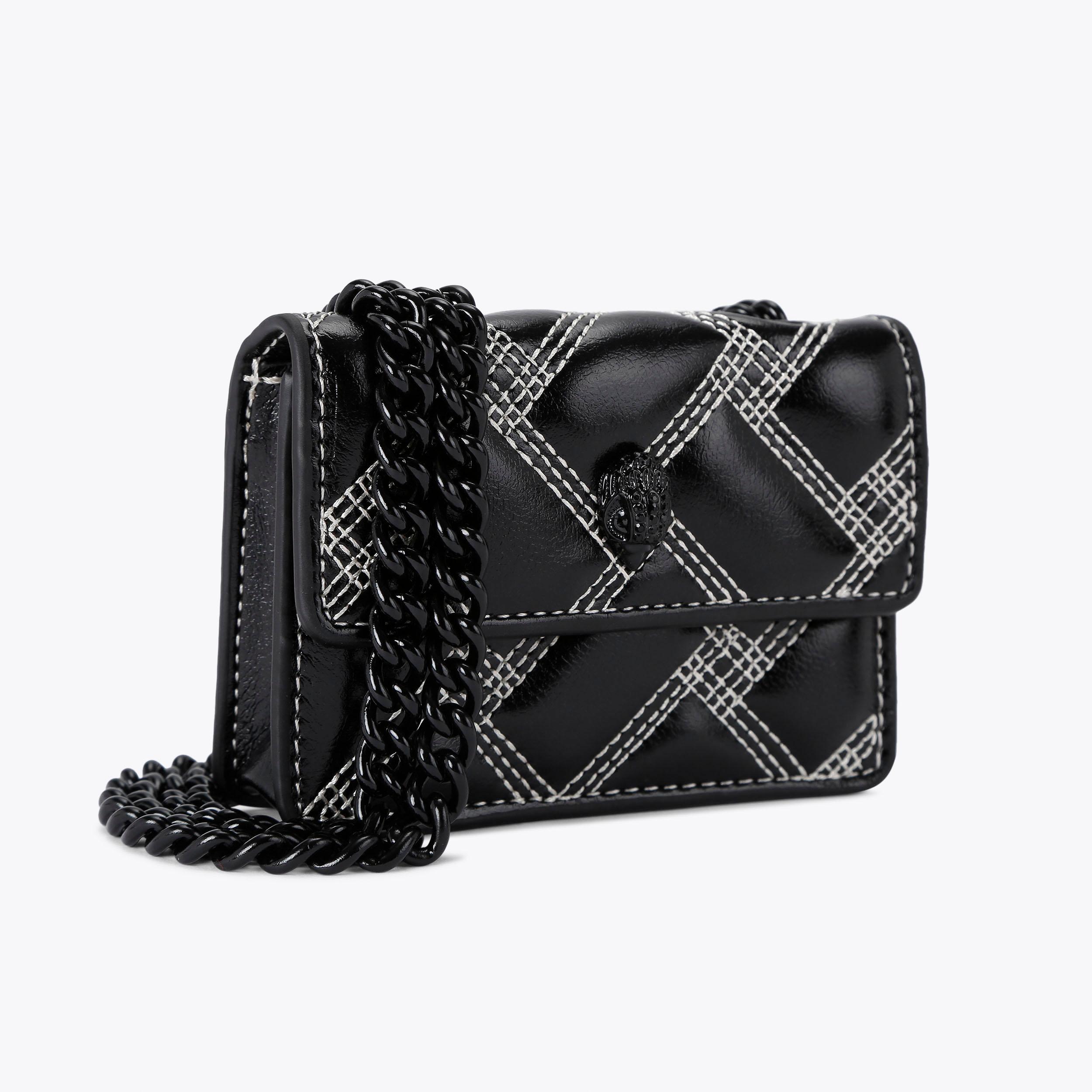 MICRO KENSINGTON D Black White Stitch Micro Purse by KURT GEIGER LONDON