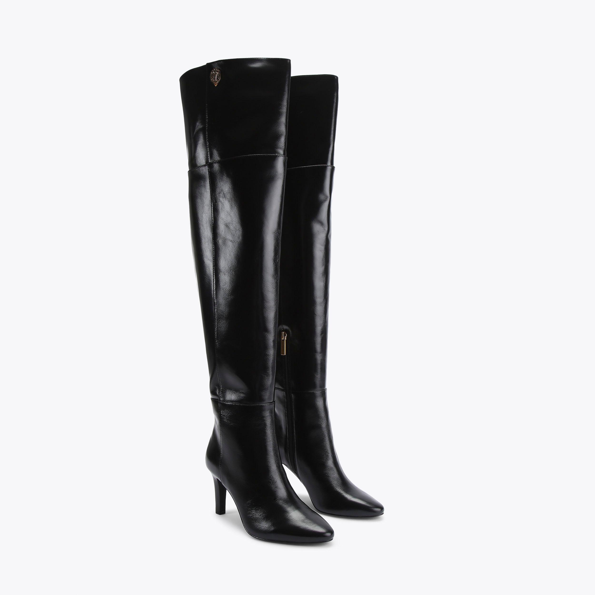 SHOREDITCH 85 OTK BOOT Black Knee Height Boot by KURT GEIGER LONDON