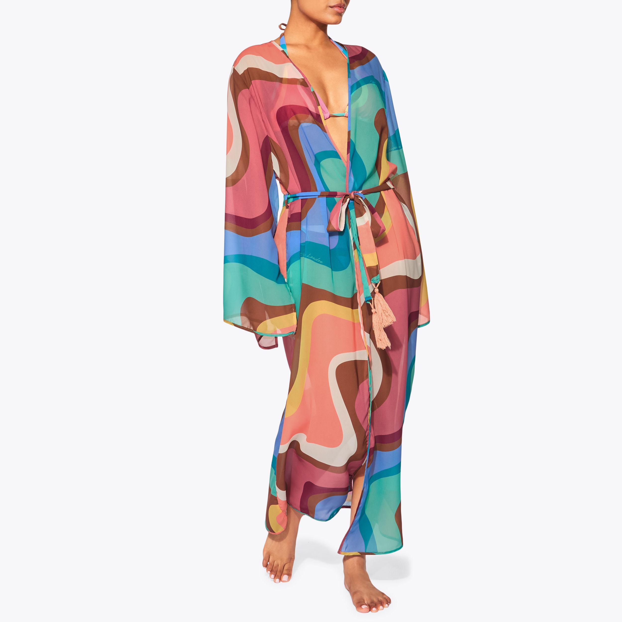 Resort Robe Rainbow Swirl Swimwear Robe By Kurt Geiger London