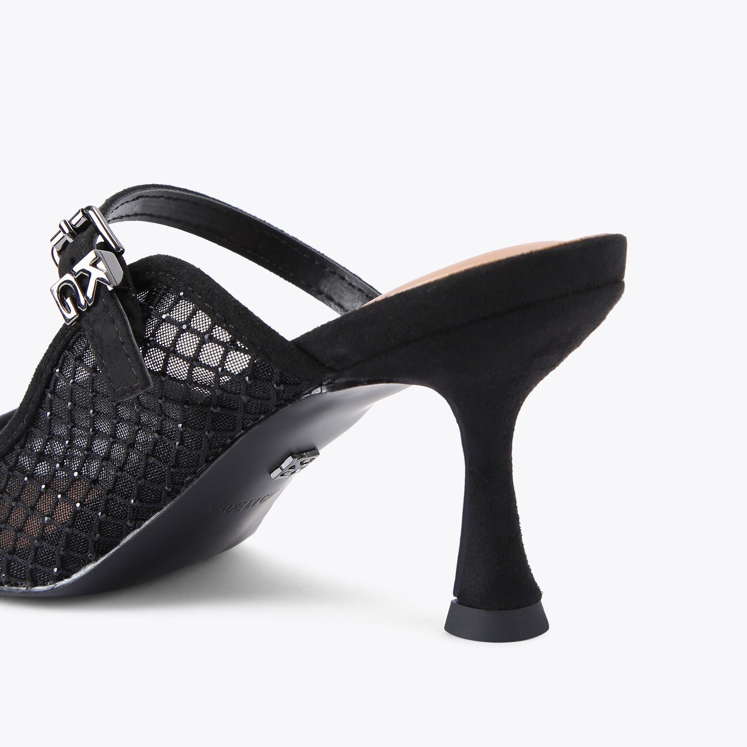 ALINA MULE GEM Black Crystal Mesh Heel by KG KURT GEIGER