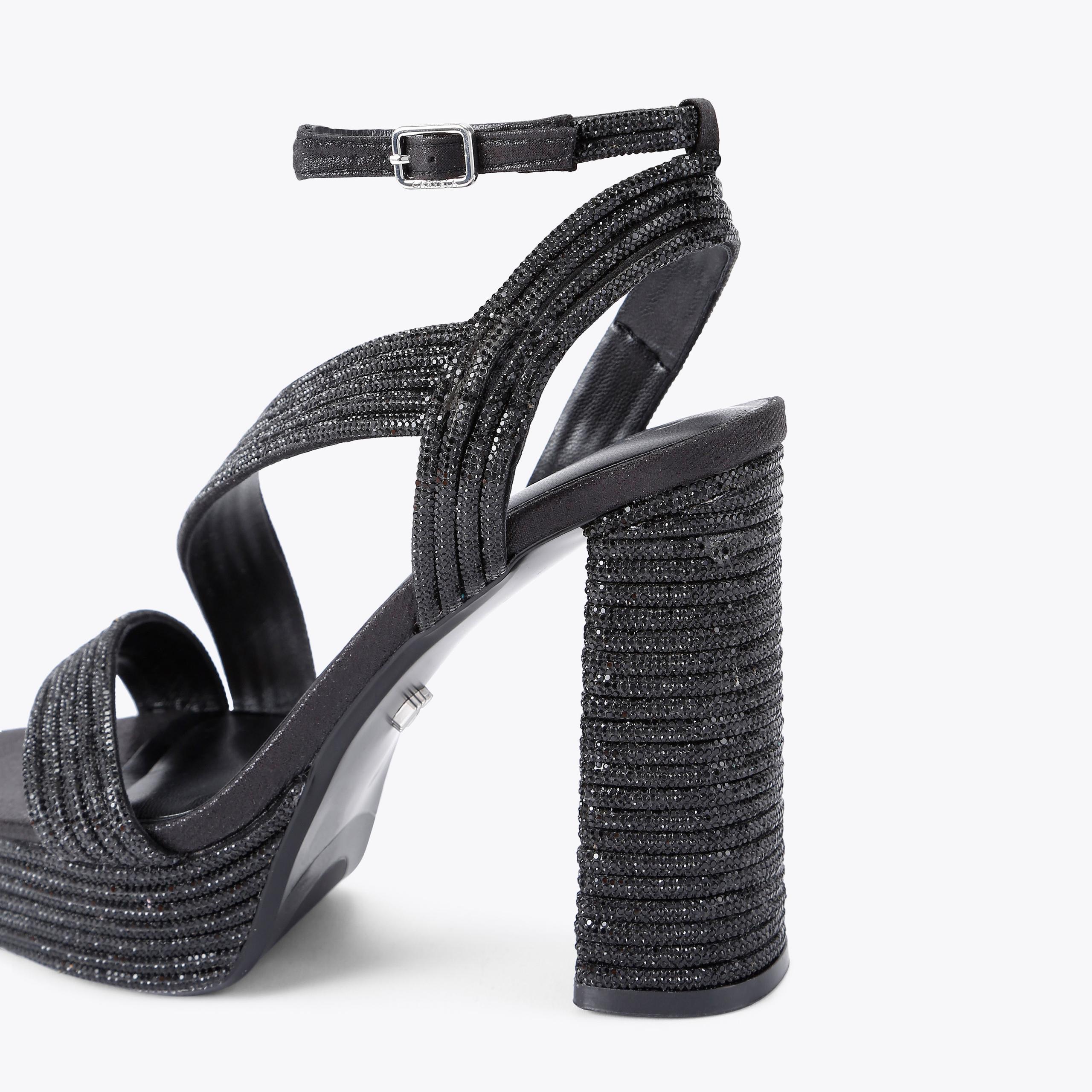 GALA PLATFORM JEWEL Black Crystal Platform Heel by CARVELA