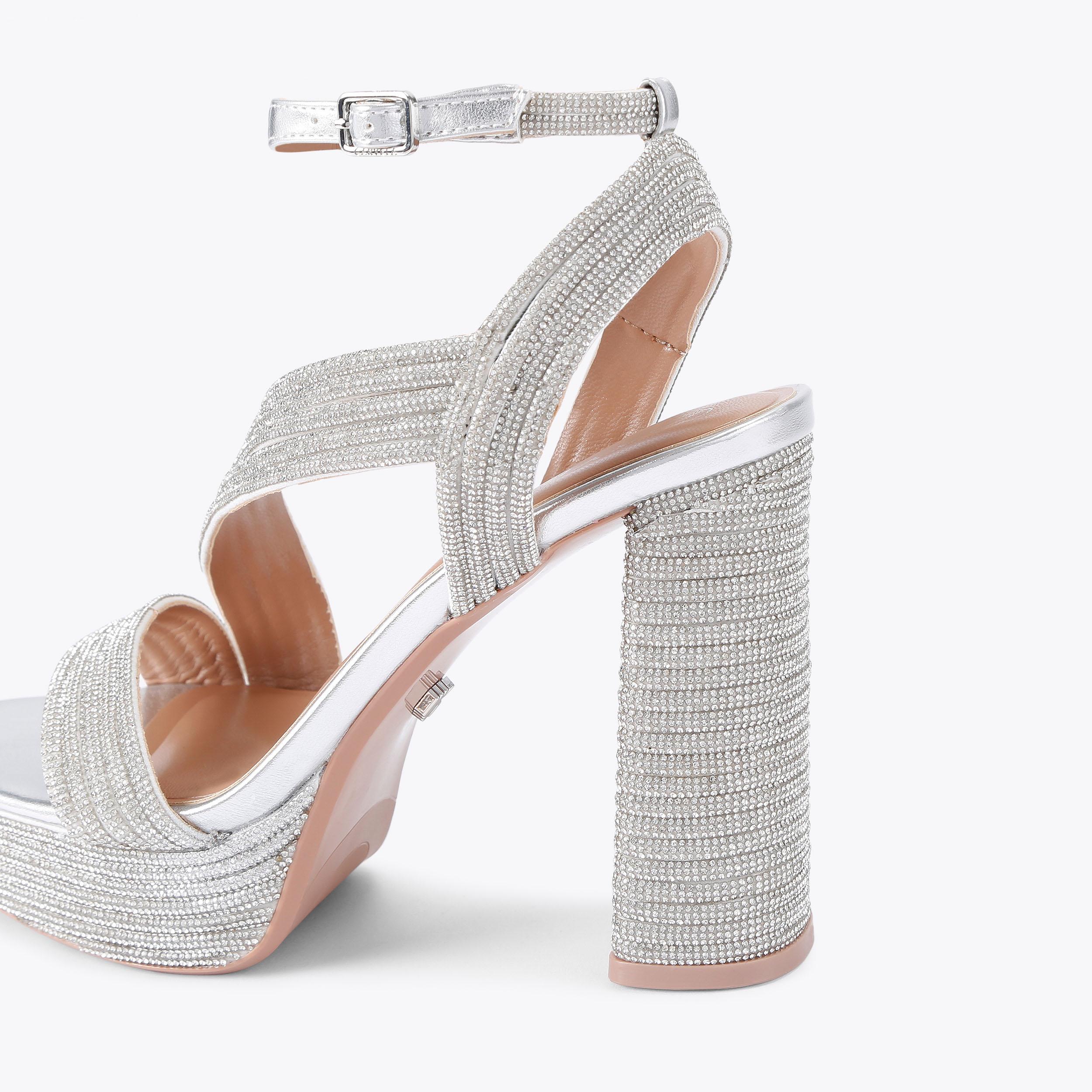 GALA PLATFORM JEWEL Silver Crystal Platform Heel by CARVELA