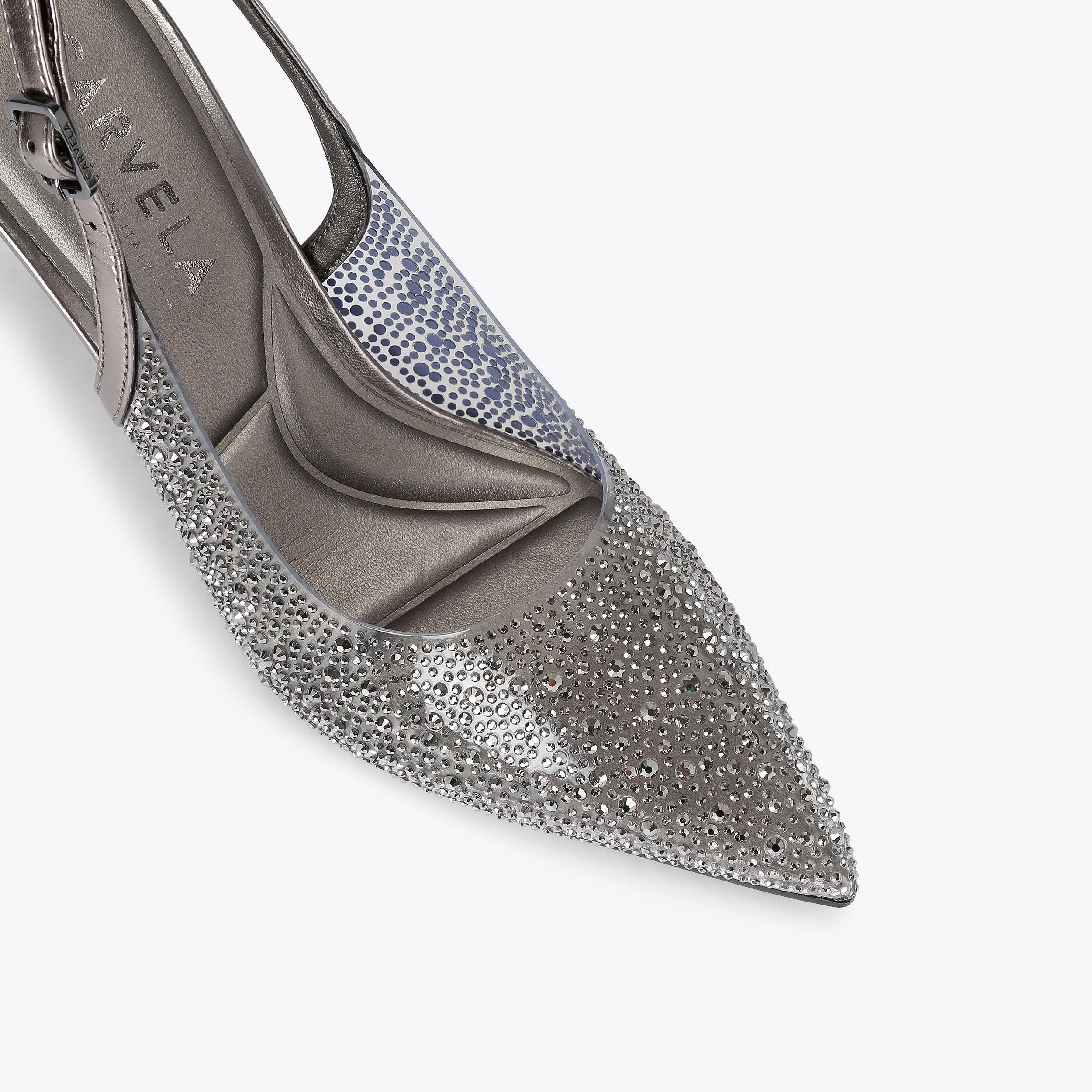 POSITANO VINYL SLING BACK Grey Vinyl Sling Back Heel by CARVELA