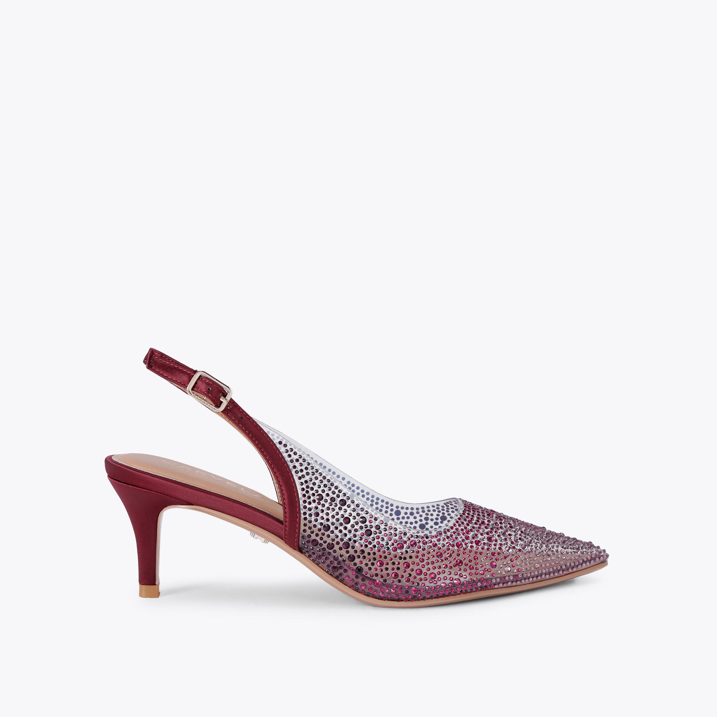 POSITANO SLING LOW Vinyl Wine Slingback Heel by CARVELA