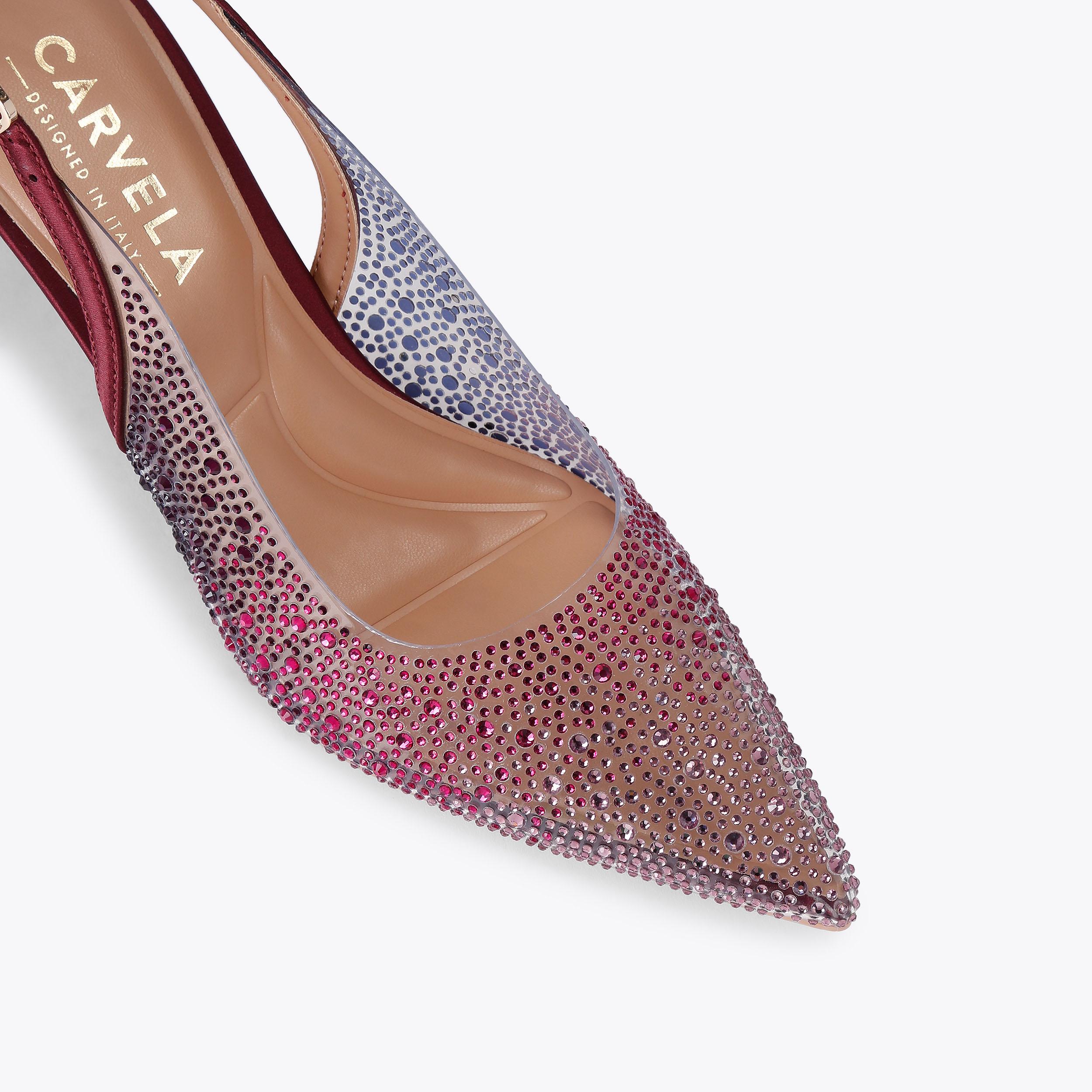 POSITANO SLING LOW Vinyl Wine Slingback Heel by CARVELA