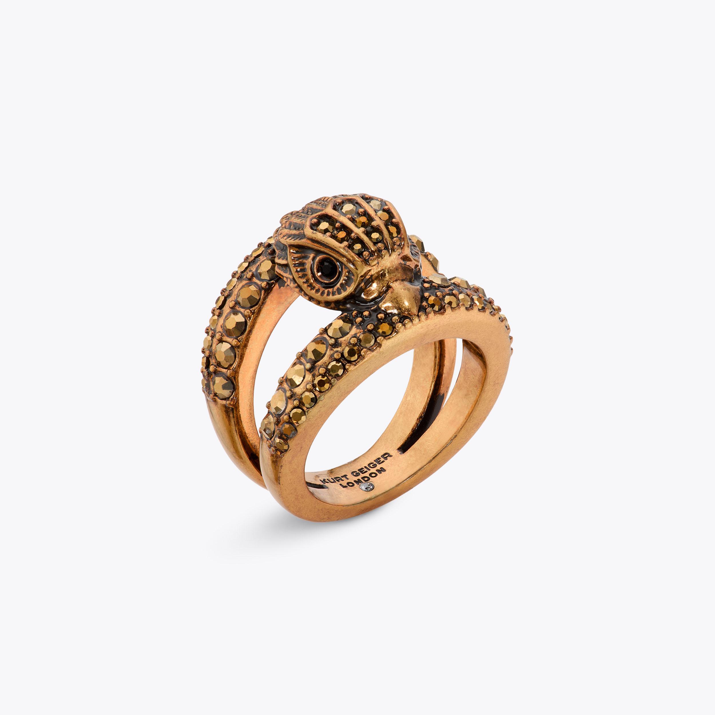CHELSEA RING Antiqued Brass Ring by KURT GEIGER LONDON