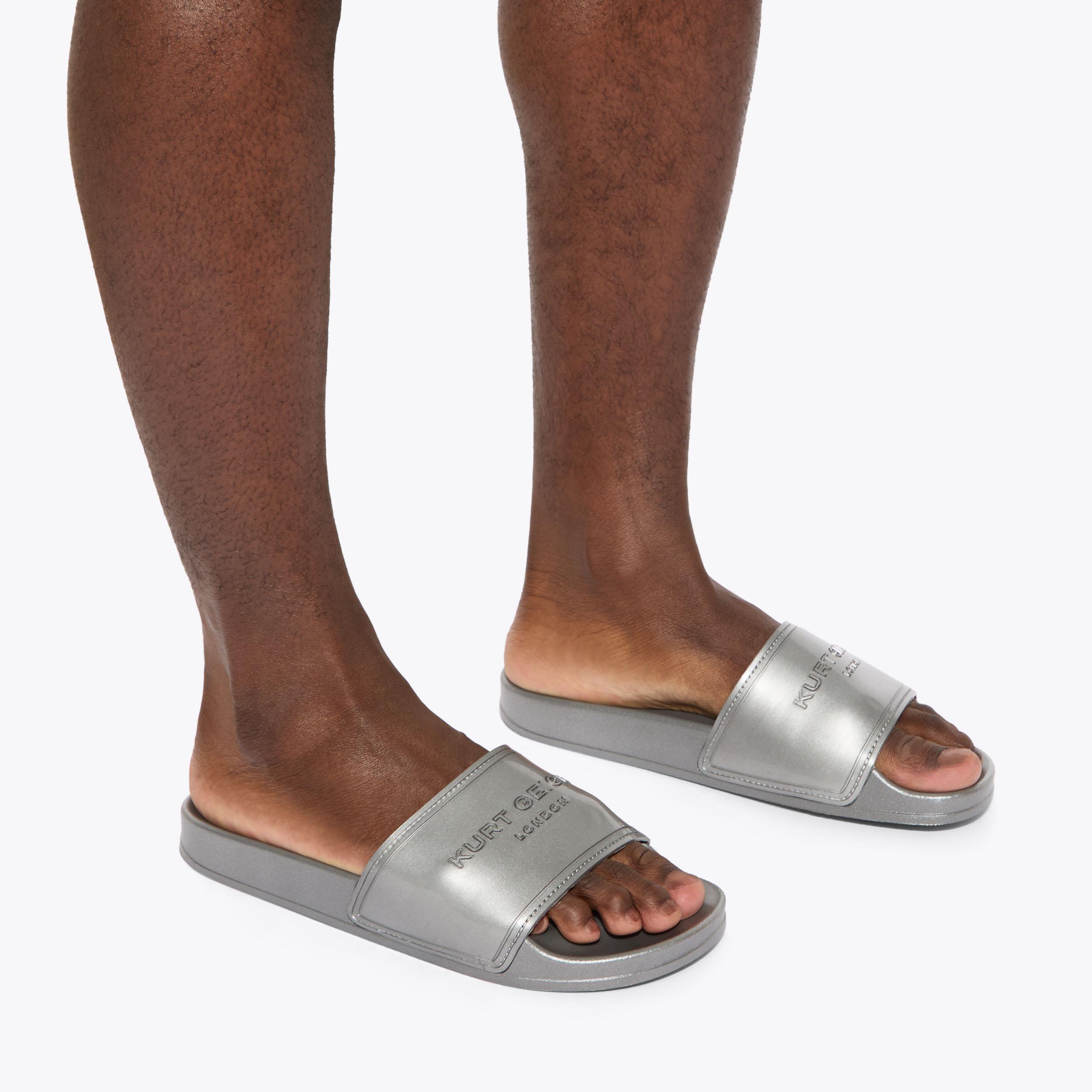 KGL POOL SLIDER MENS Silver Mens Pool Slide by KURT GEIGER LONDON