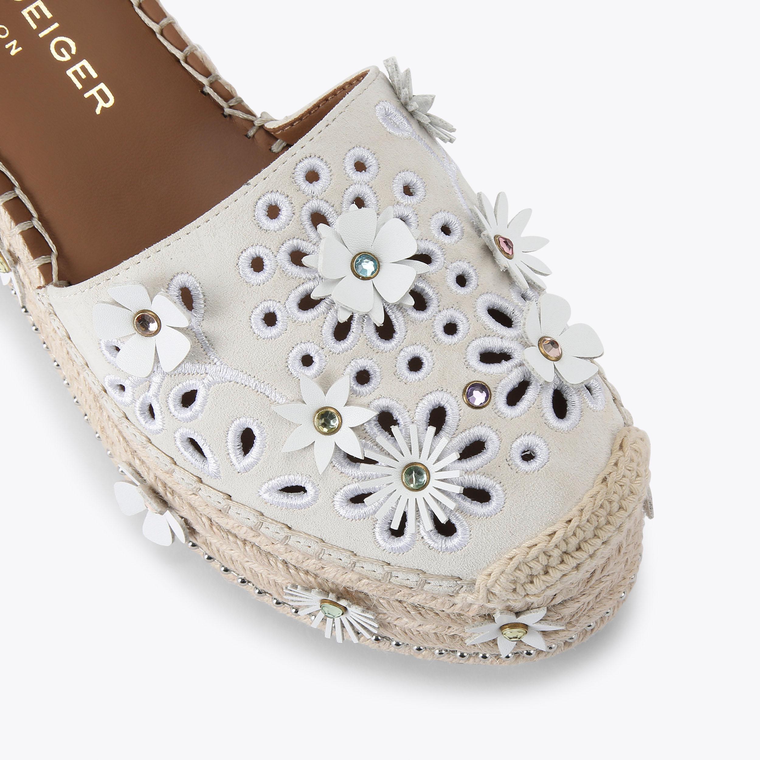 FLOWER ESPADRILLE Suede Bone Flower Sandal by KURT GEIGER LONDON