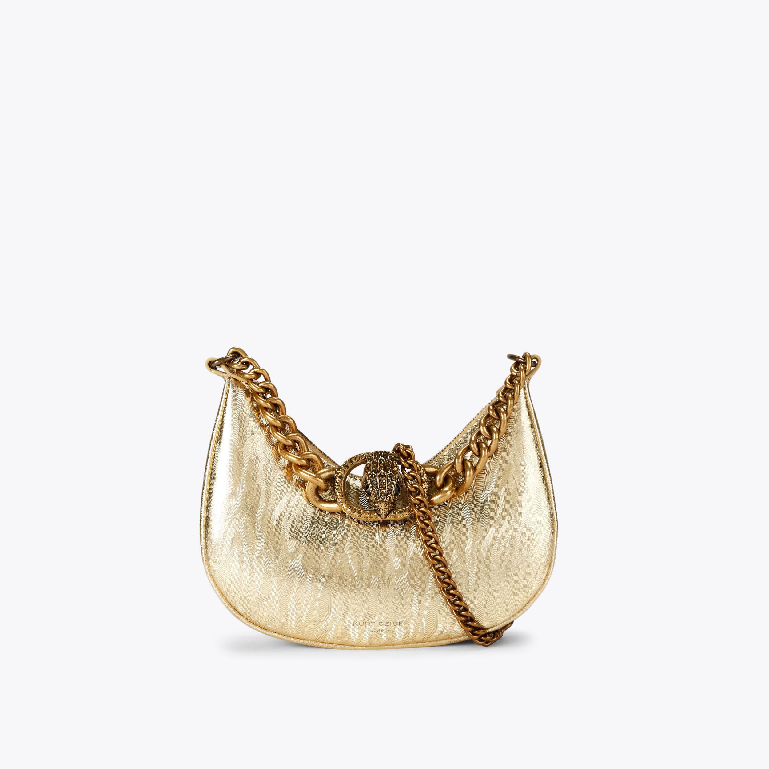 SM CHELSEA CHAIN HOBO Metallic Gold Striped Shoulder Purse by KURT ...