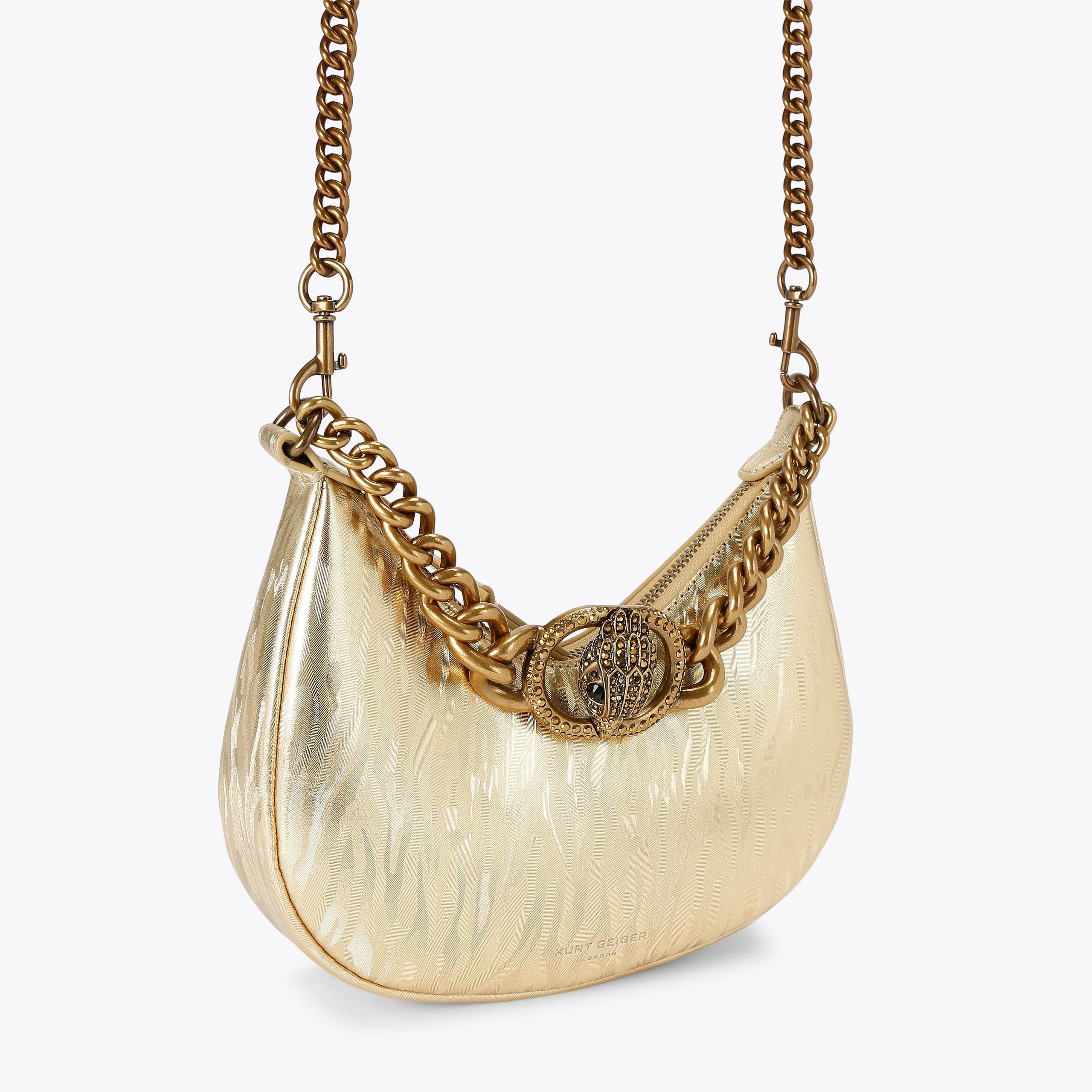 SM CHELSEA CHAIN HOBO Metallic Gold Striped Shoulder Purse by KURT ...