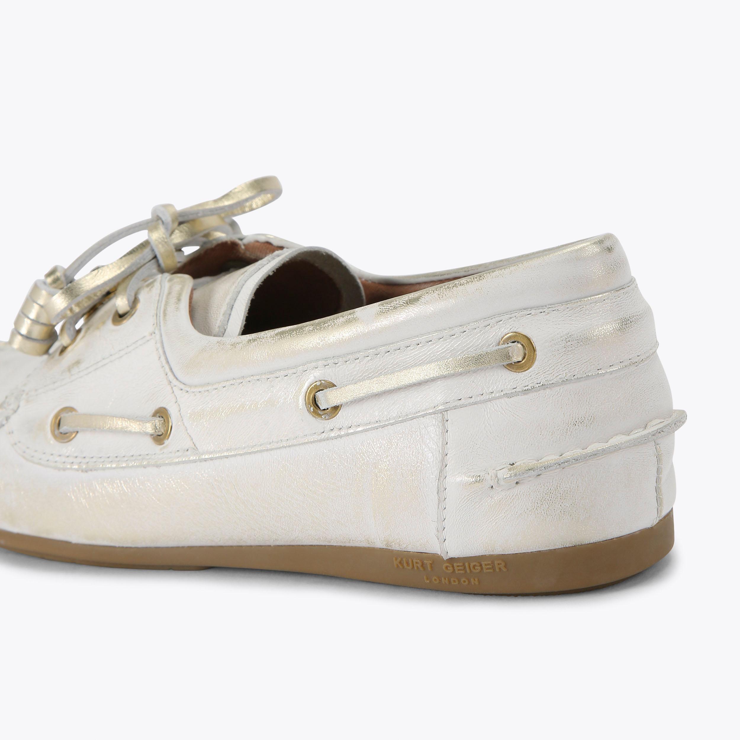 CHELSEA TIE MOCCASIN Metallic Gold Loafer Shoe by KURT GEIGER LONDON