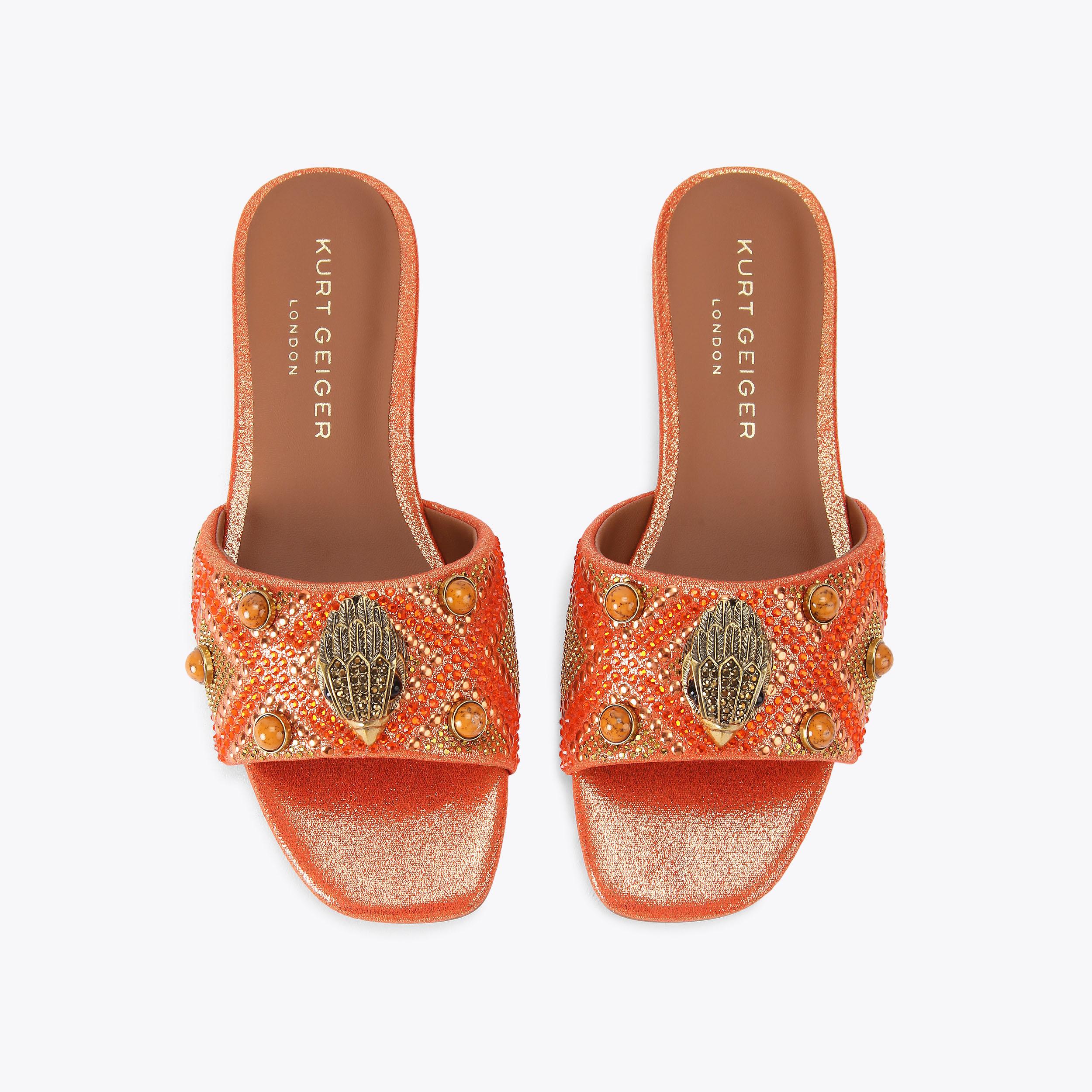 KENSINGTON FLAT JEWEL Orange Crystal Sandal by KURT GEIGER LONDON