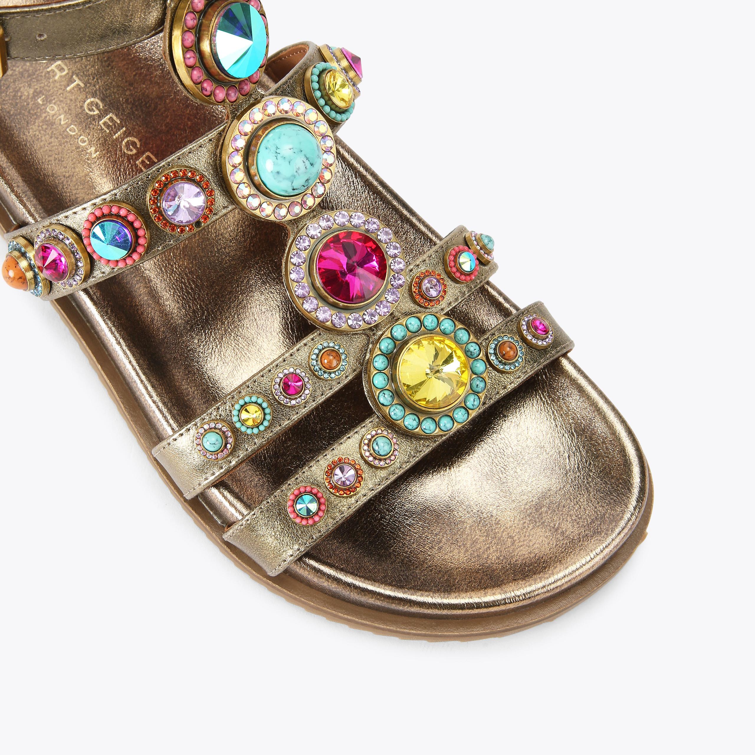 OCTAVIA FLEXI GLADIATOR Bronzed Gold Leather Sandal by KURT GEIGER LONDON