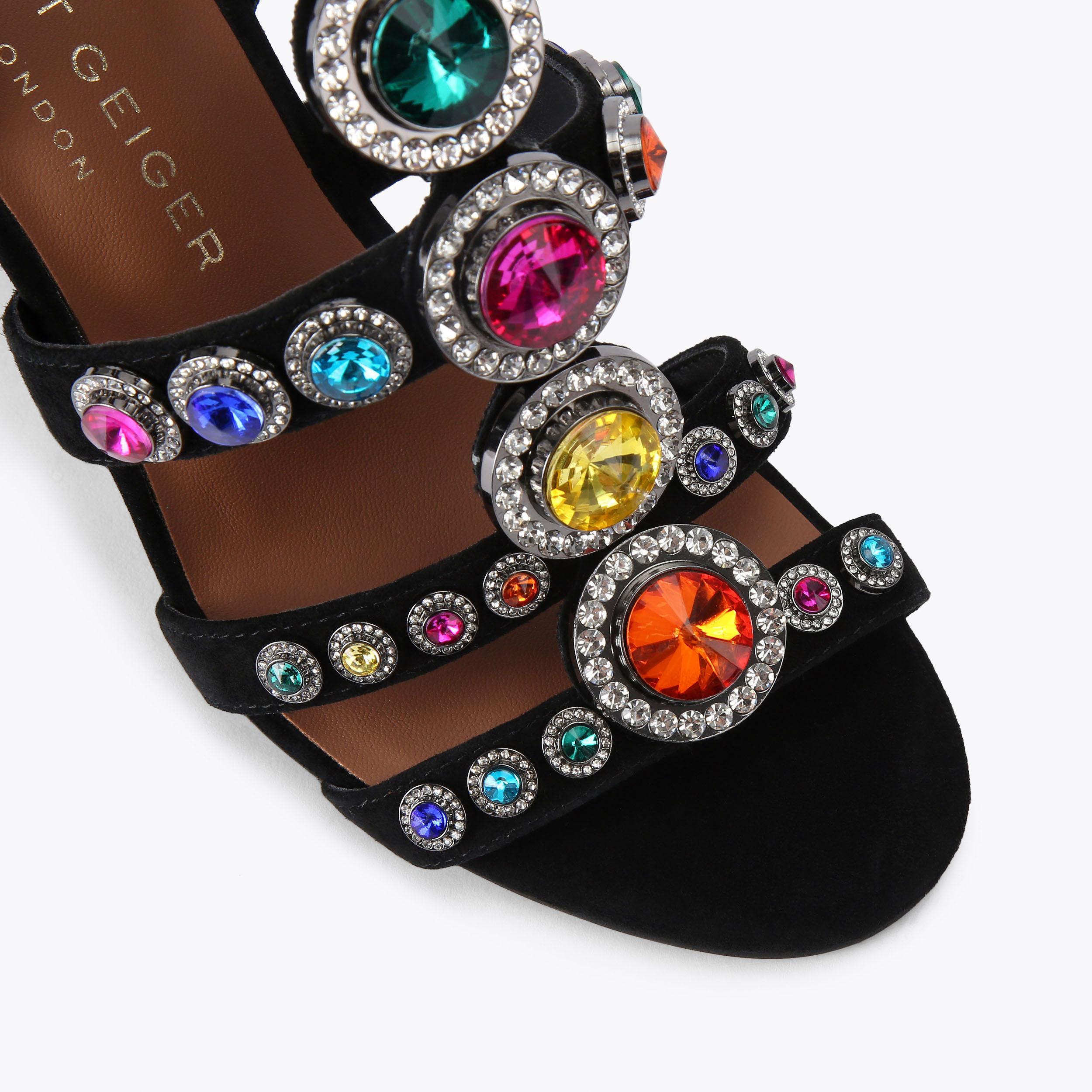 OCTAVIA HIGH GLADIATOR Black Suede Heel by KURT GEIGER LONDON