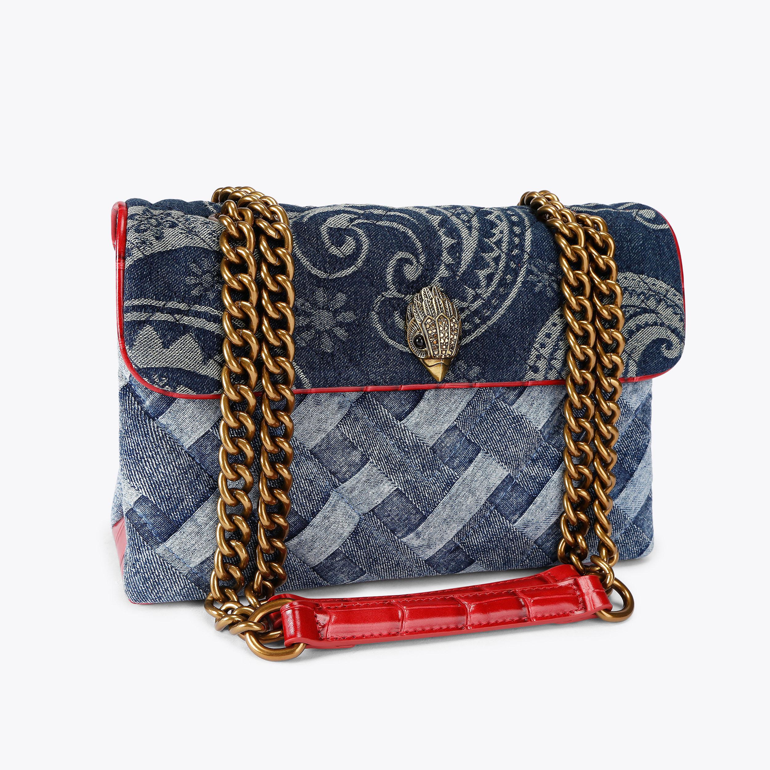 KENSINGTON BAG Blue Denim Bleached Shoulder Purse by KURT GEIGER LONDON