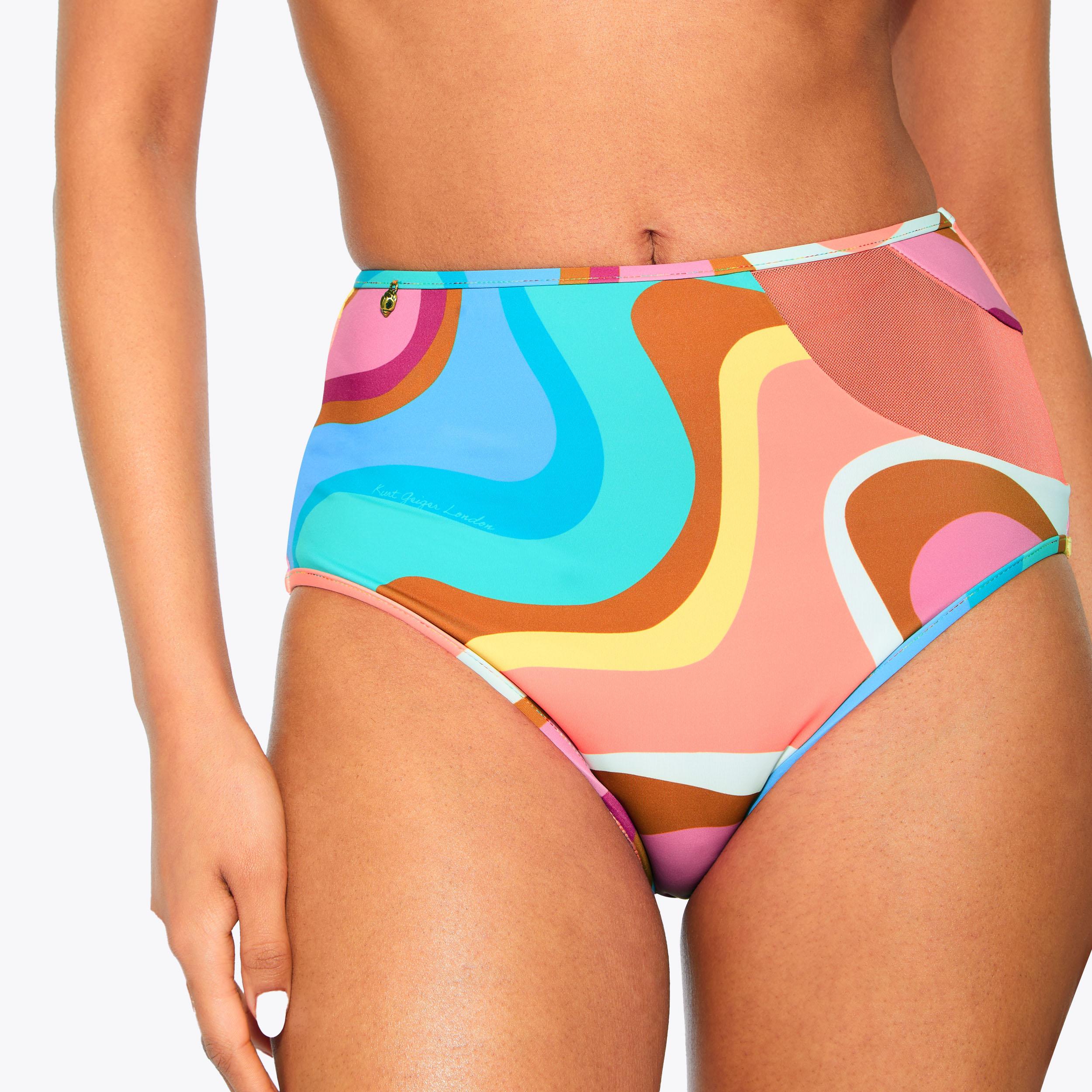 KENSINGTON CUT OUT BRIEFS Rainbow ORange Swirl Bikini Bottom by KURT GEIGER LONDON