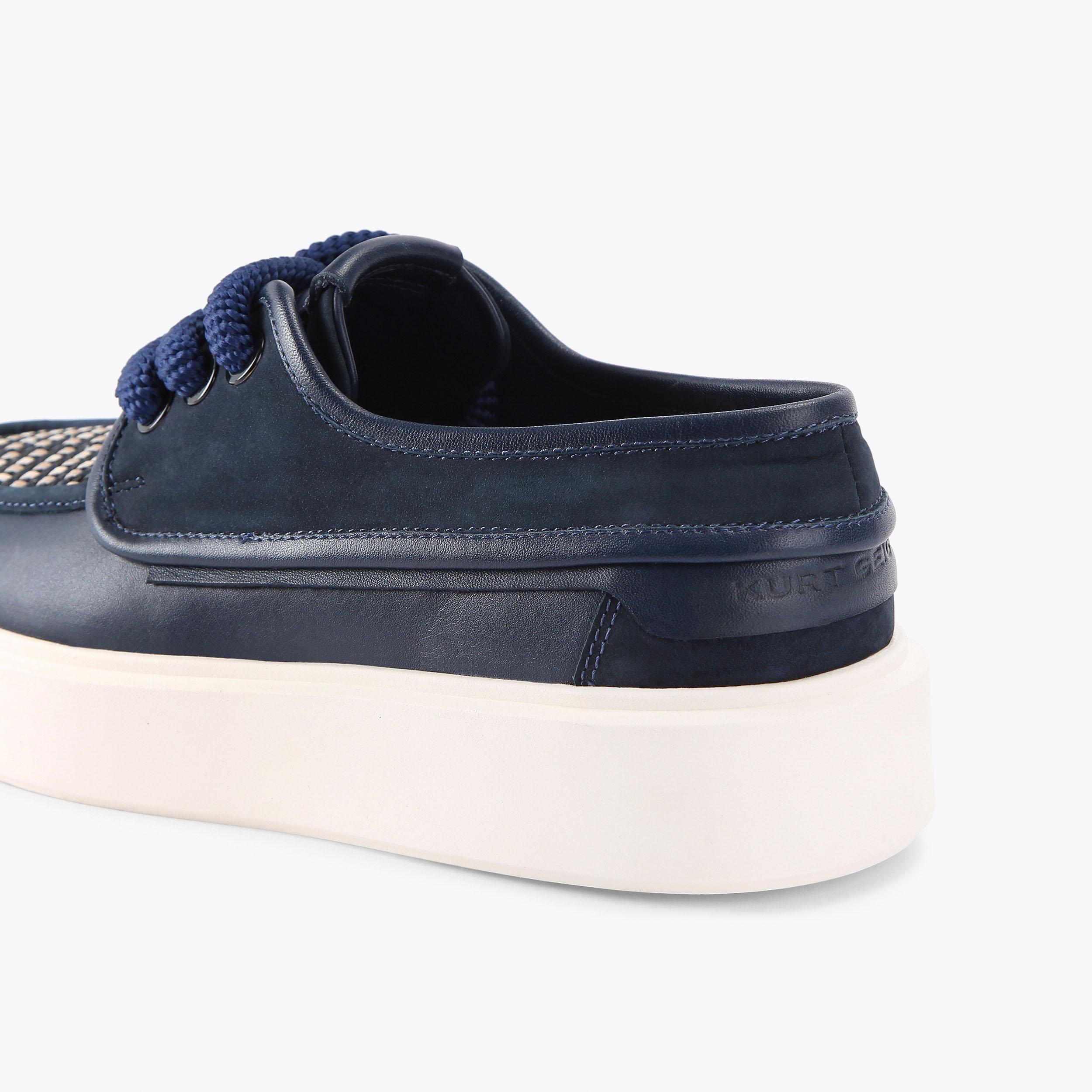 MILBANK DECK SHOE Navy Leather Rope Shoe by KURT GEIGER LONDON
