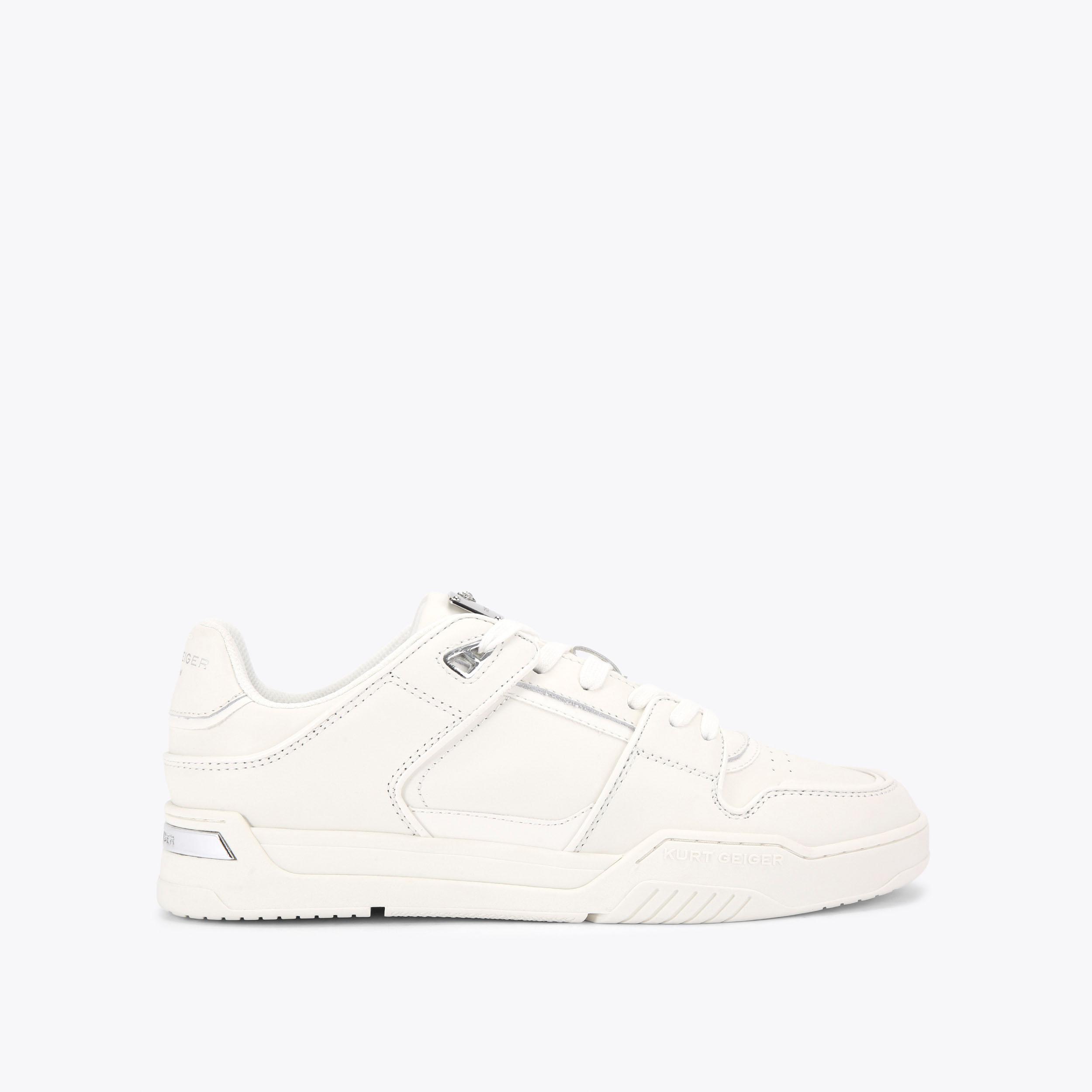 REGAN PLAQUE White Leather Lace Up Sneaker by KURT GEIGER LONDON