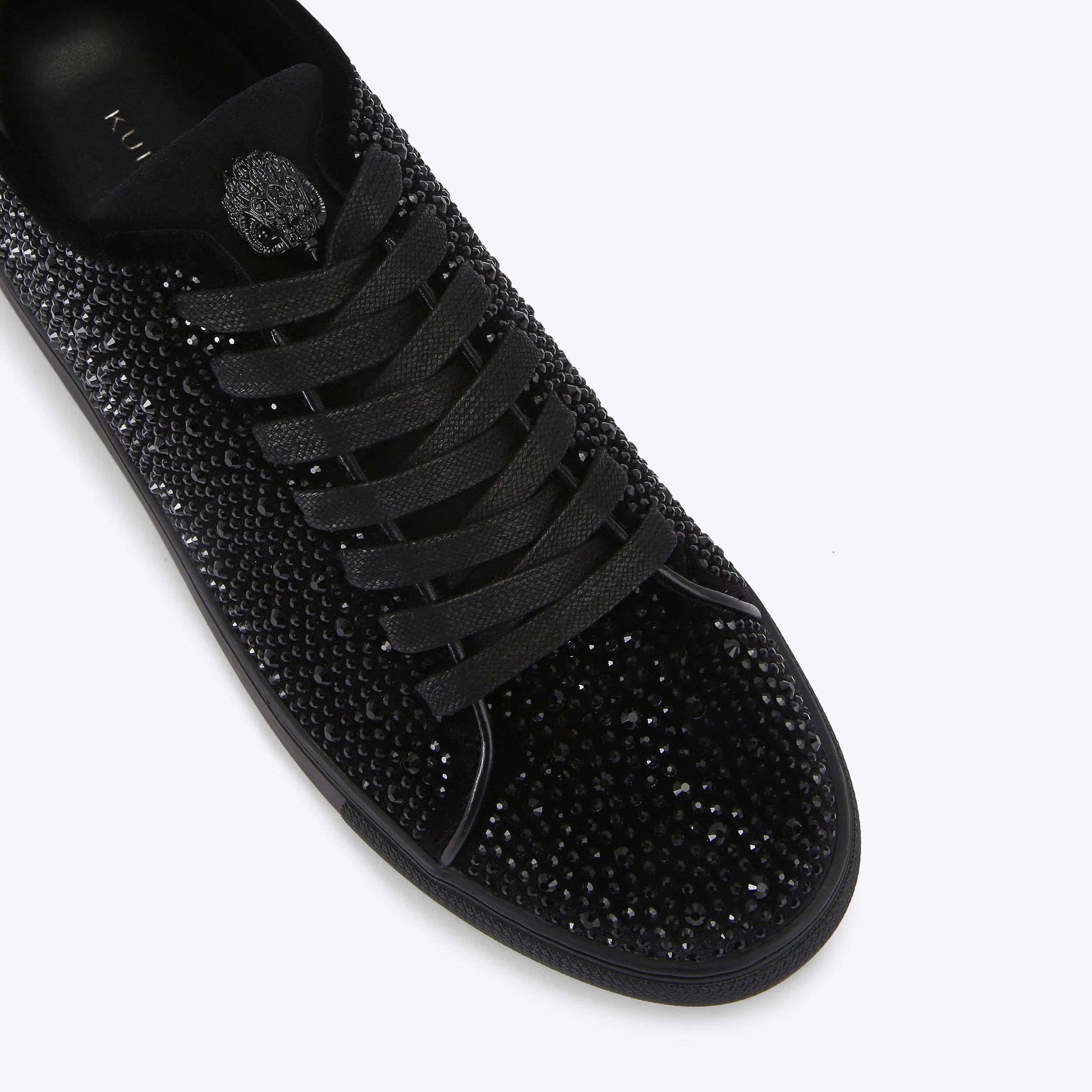 LENNON CRYSTAL Black Velvet Sneaker by KURT GEIGER LONDON