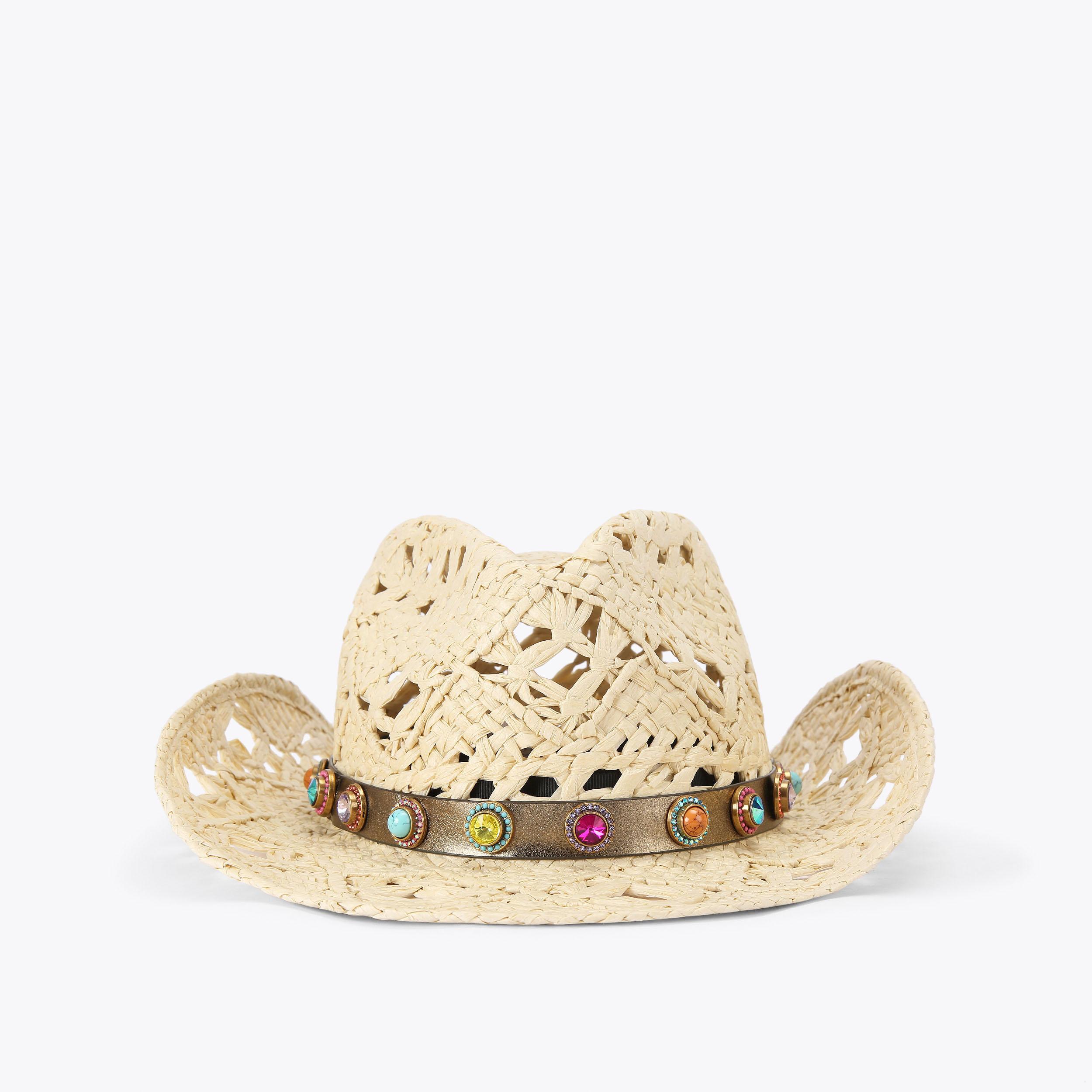 OCTAVIA WESTERN HAT Natural Woven Hat by KURT GEIGER LONDON