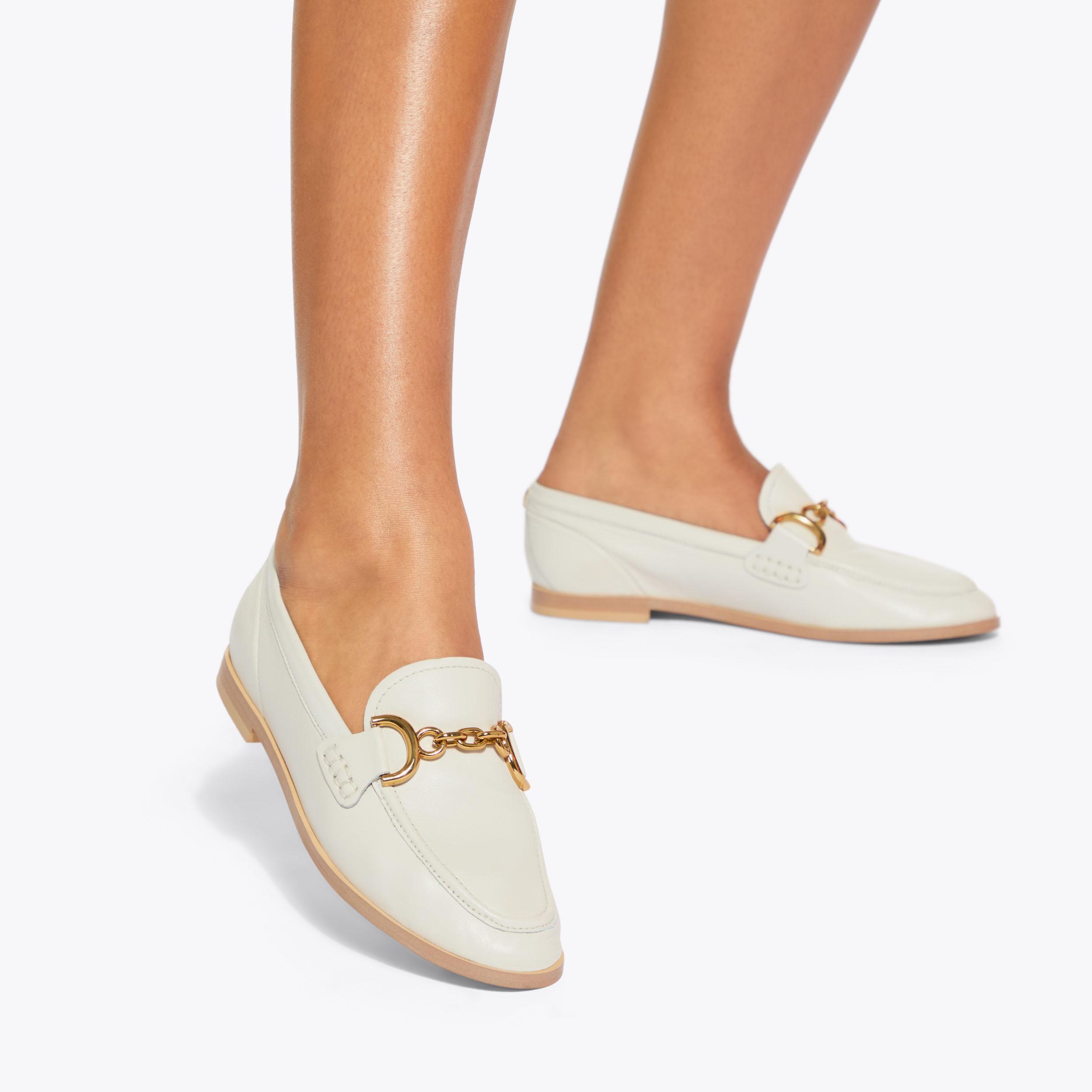 MARRISA White Leather Slip On Flats by KG KURT GEIGER