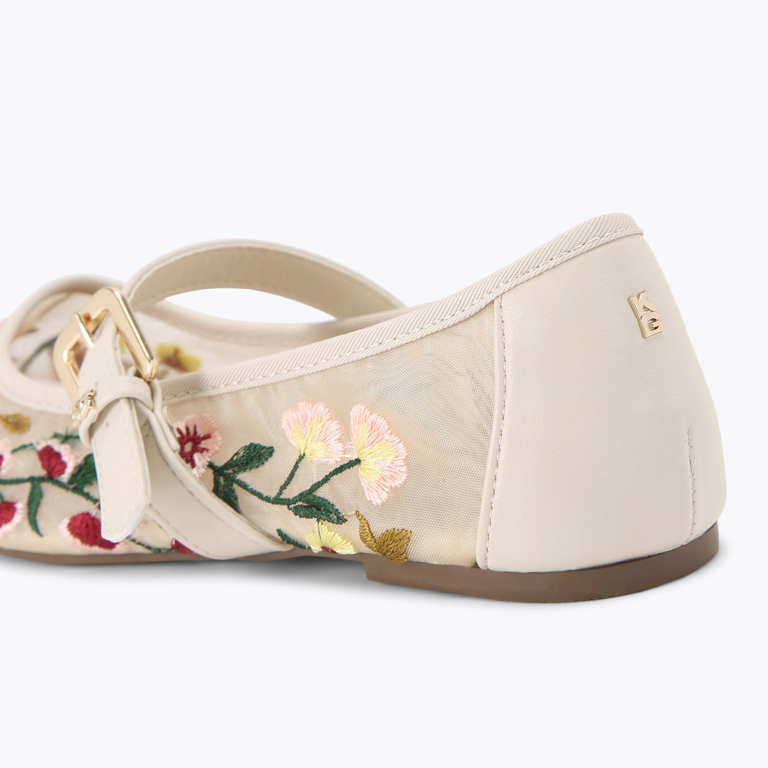 NINA MESH Beige Floral Mesh Flat by KG KURT GEIGER