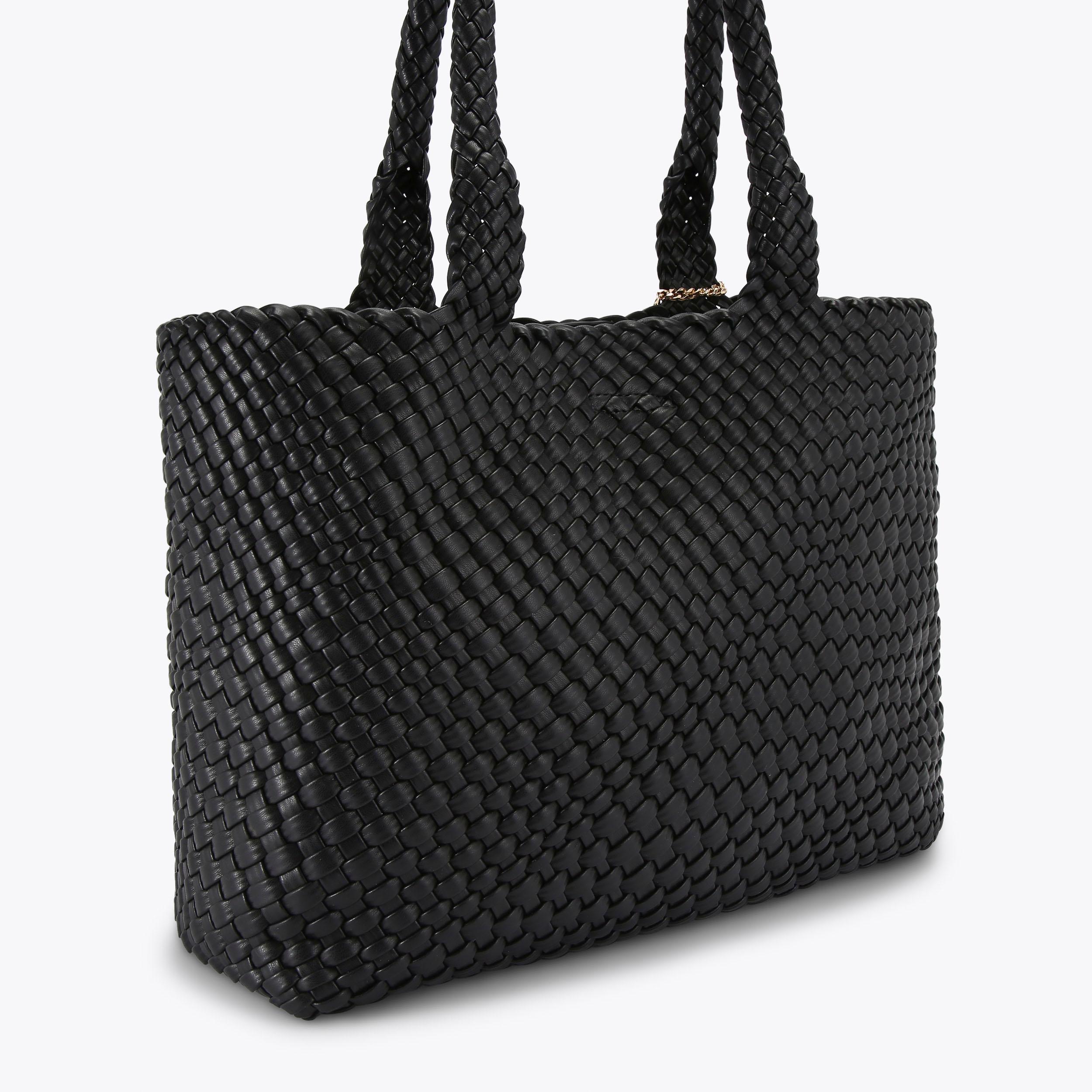 VERONA WEAVE TOTE BAG Black Woven Tote Bag by CARVELA