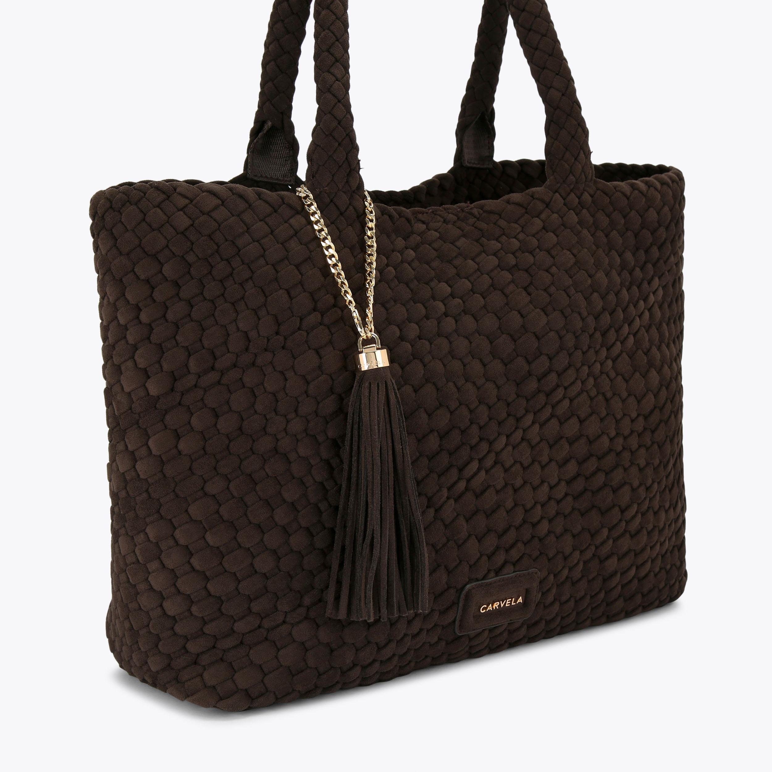 VERONA WEAVE TOTE BAG Brown Microsuede Verona Tote Bag by CARVELA