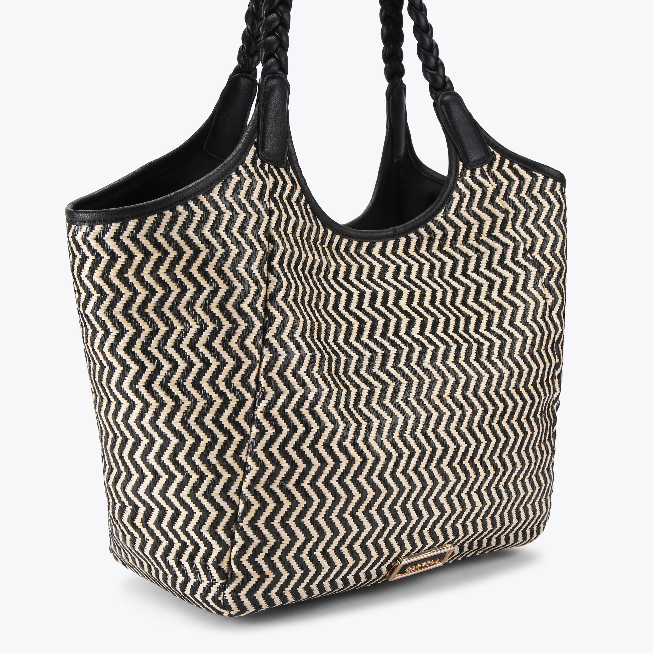 CAPRI WEAVE TOTE Black Bone Shoulder Bag by CARVELA